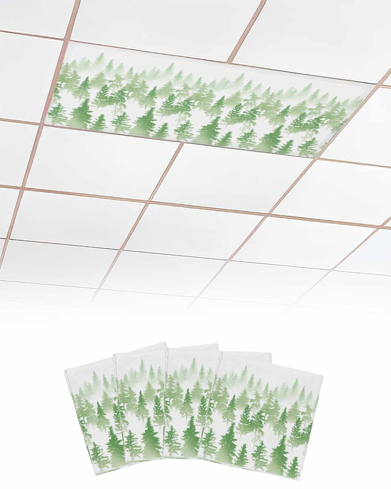Green Forest Fluorescent Light Covers for Ceiling Lights 4x2 feet,4 ...
