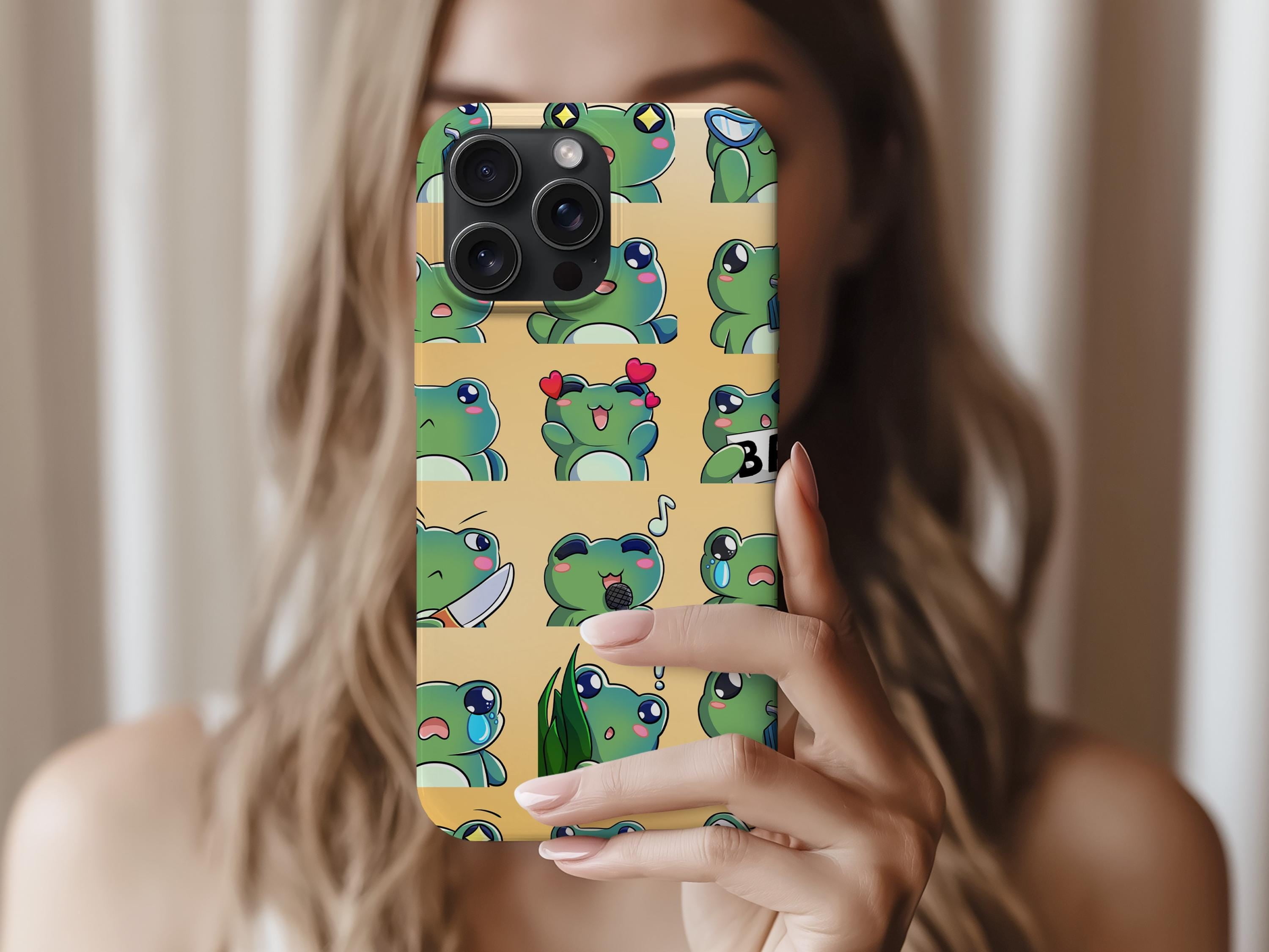 Green Forest Frogs Cute Pattern Phone Case with iPhone 17 to 11 Pro Max ...