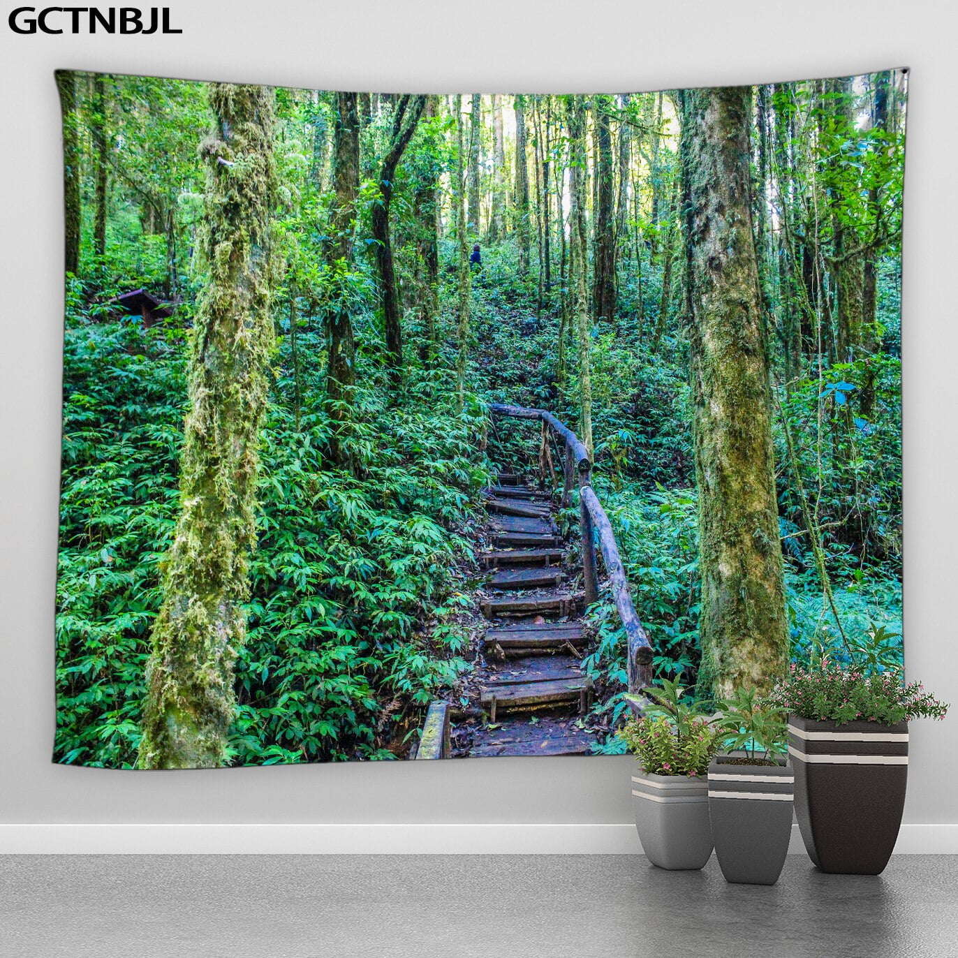 Green Forest Garden Scenery Tapestry Wall Hanging Arch Bridge Spring ...
