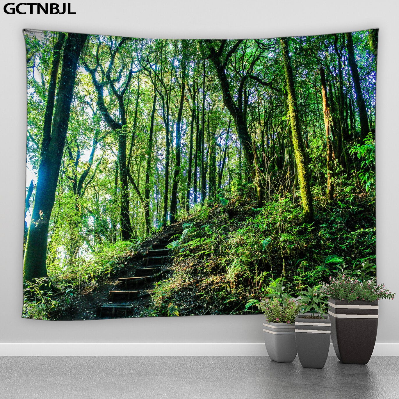 Green Forest Garden Scenery Tapestry Wall Hanging Arch Bridge Spring ...