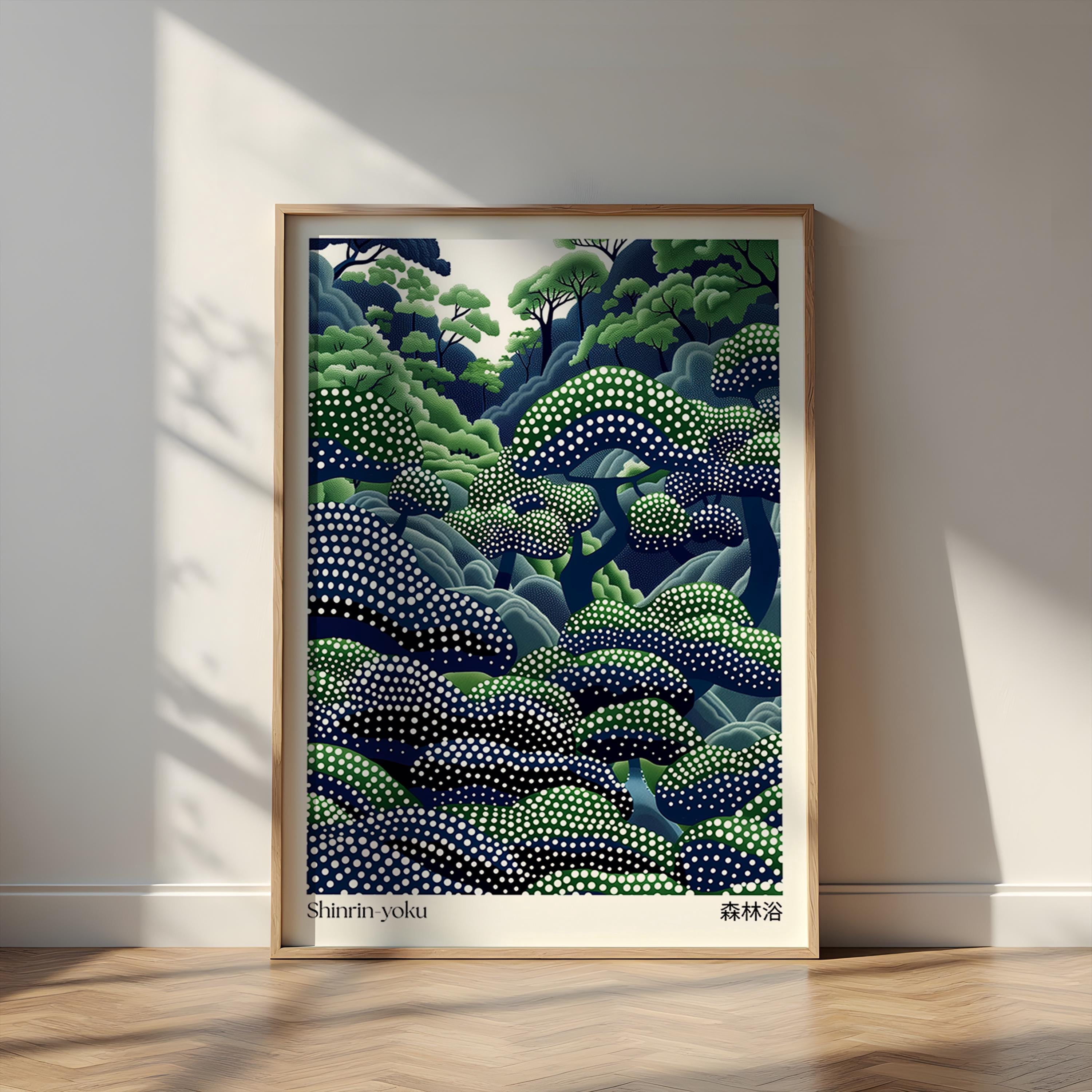 Green Forest Japandi Art Print: Wabi Sabi Minimalist Decor Poster ...