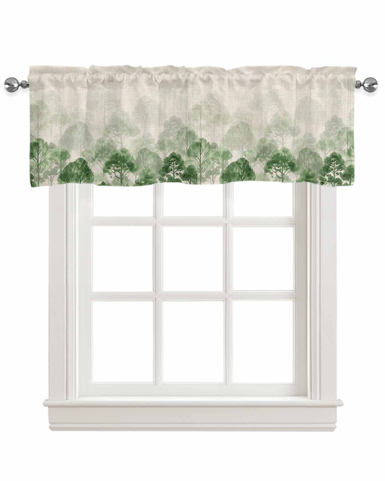 Green Forest Kitchen Valances for Windows Farmhouse Linen Window ...
