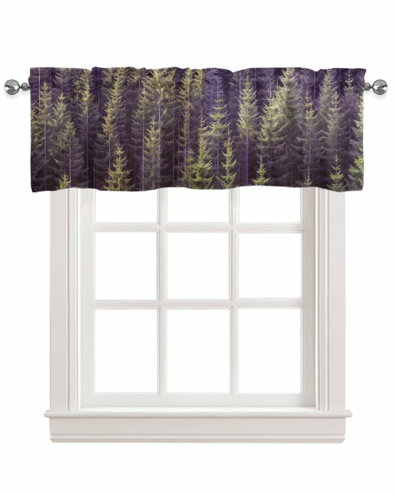 Green Forest Linen Curtain Valance for Bedroom/Bathroom/Kitchen/Office ...