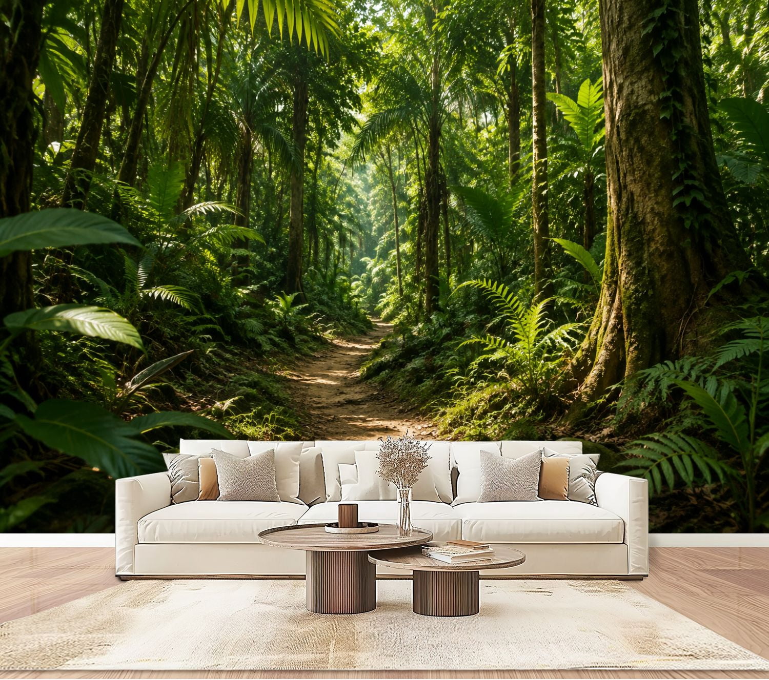 Green Forest Pathway Wallpaper Tropical Vegetation nature tropical Peel ...