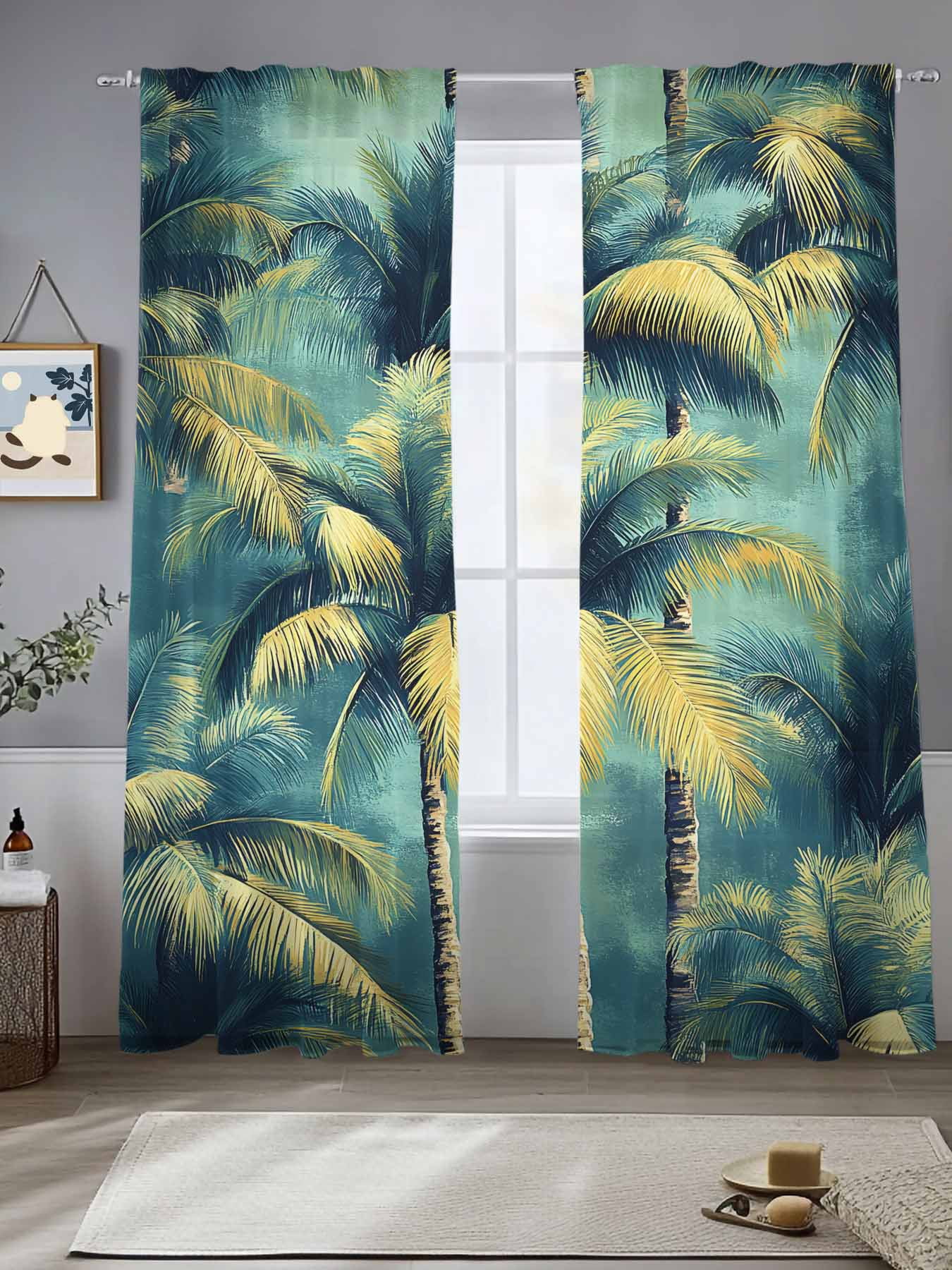 Green Forest Sheer Curtains for Living Room Bedroom Summer Nature ...
