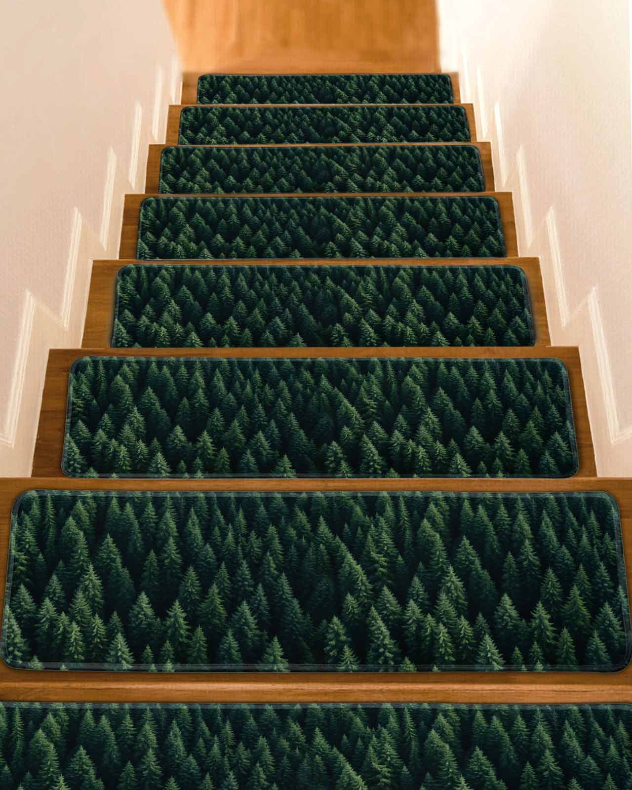 Green Forest Stair Treads for Wooden Steps Indoor Runner Rug Carpet ...