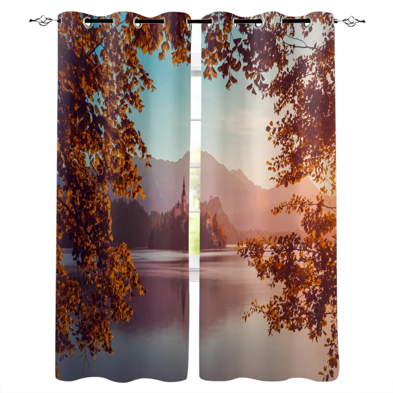 Green Forest Sun Natural Landscape Window Curtains for Living Room ...