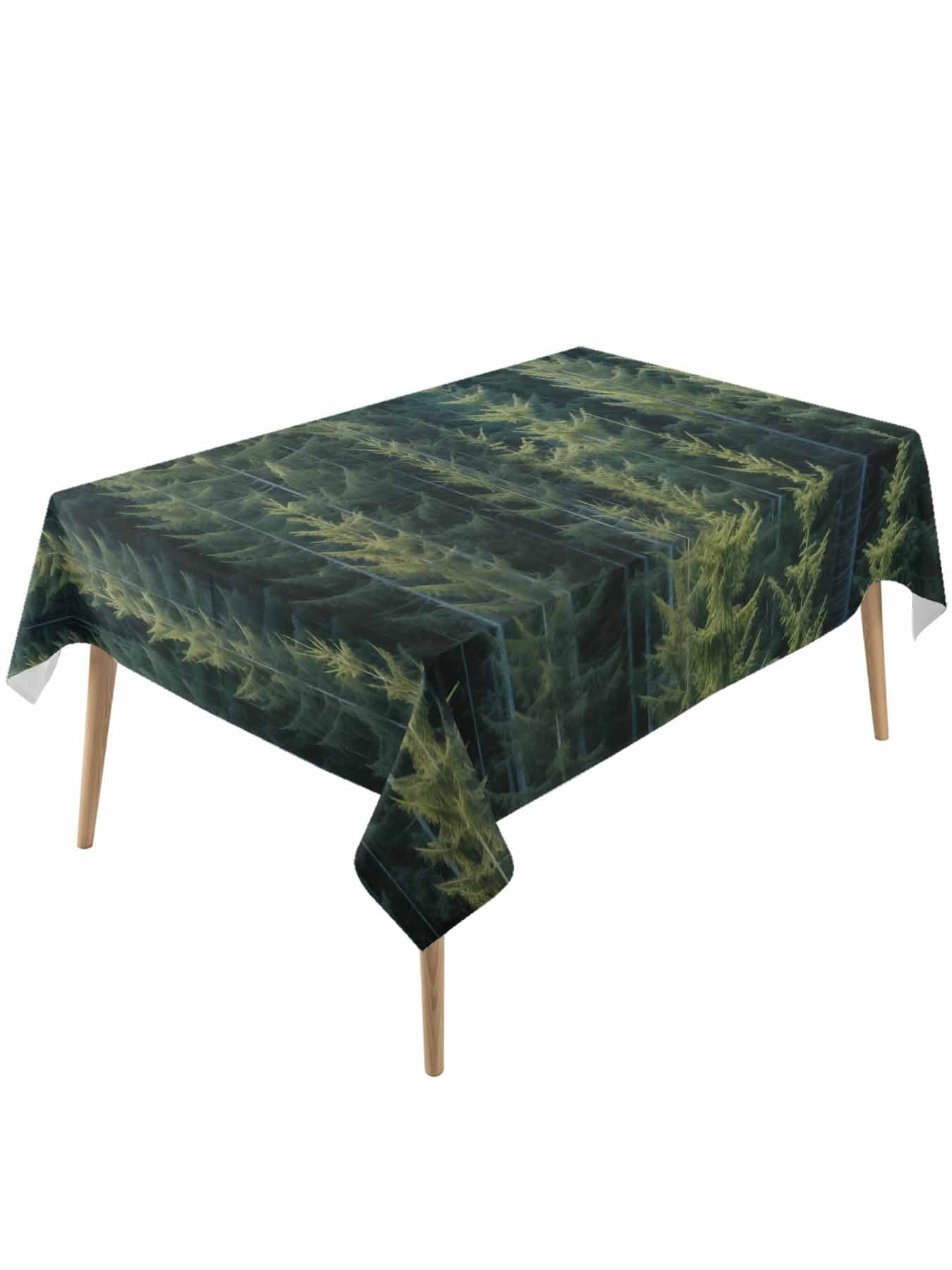 Green Forest Table Cloth, Pine Tree Summer Botanical Modern Art ...