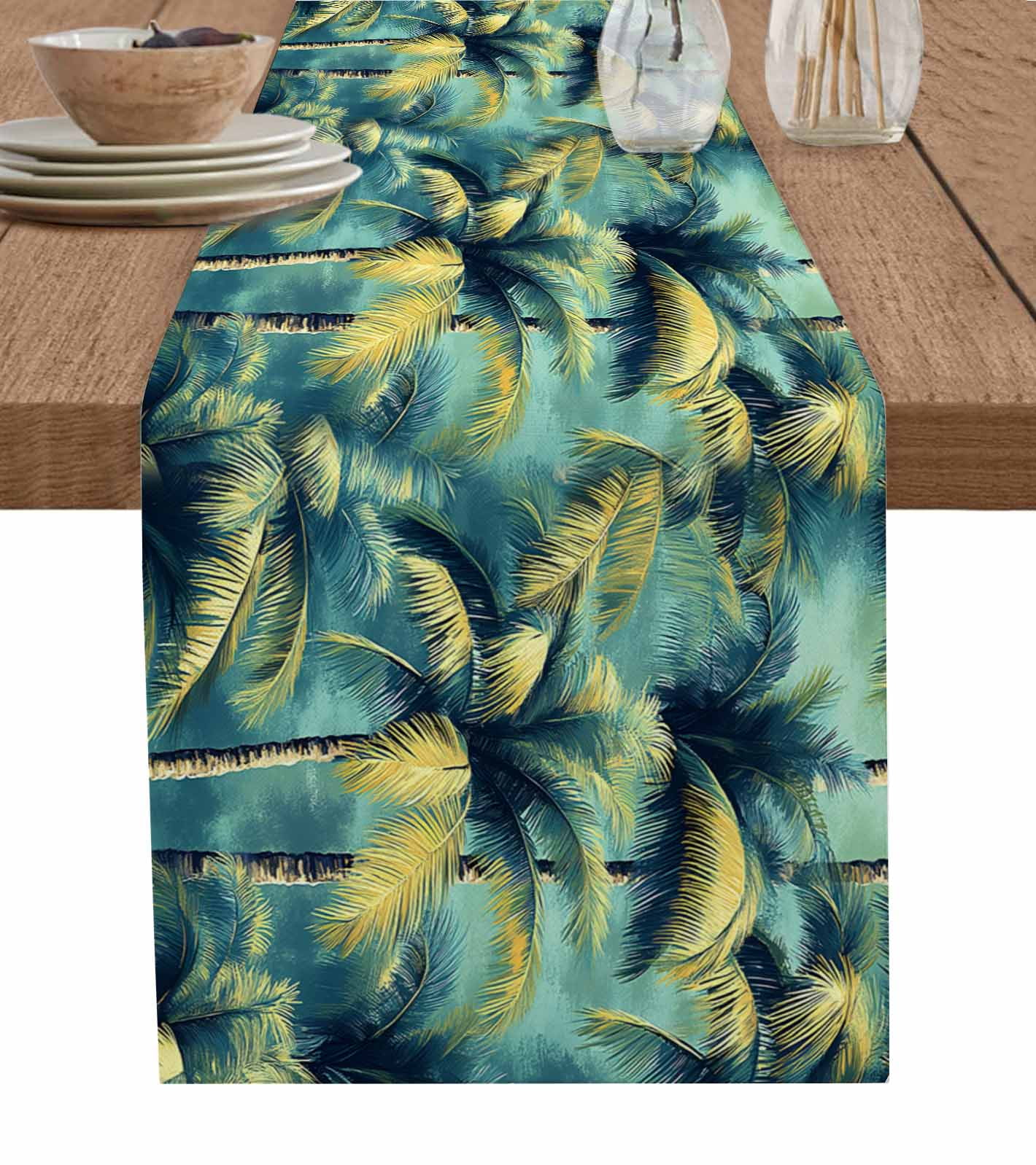 Green Forest Table Runner 72 Inches, Summer Nature Tropical Tree Plants ...
