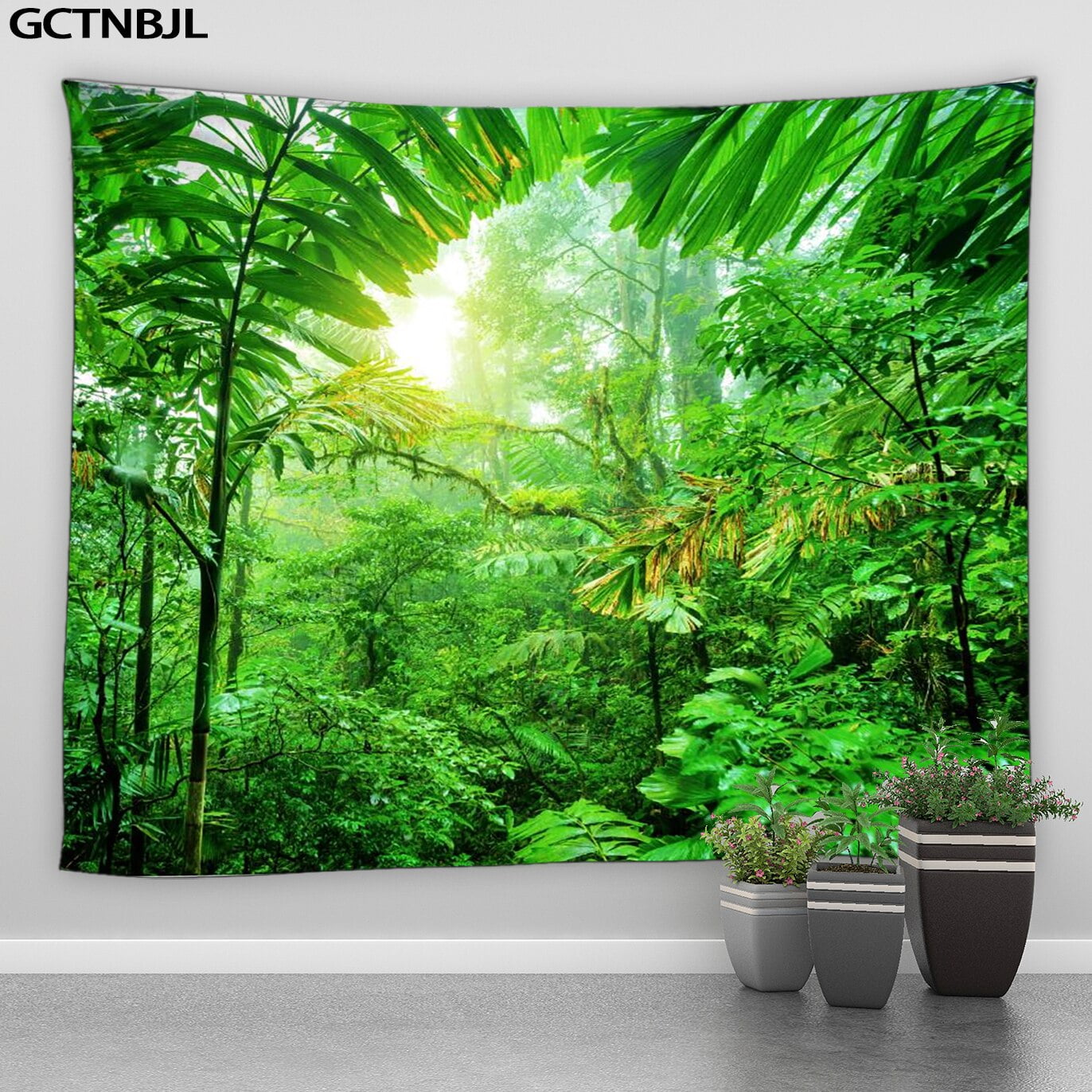 Green Forest Tapestry Nature Scenery Wall Tapestry River Passing Through The Forest Tapestry for ...