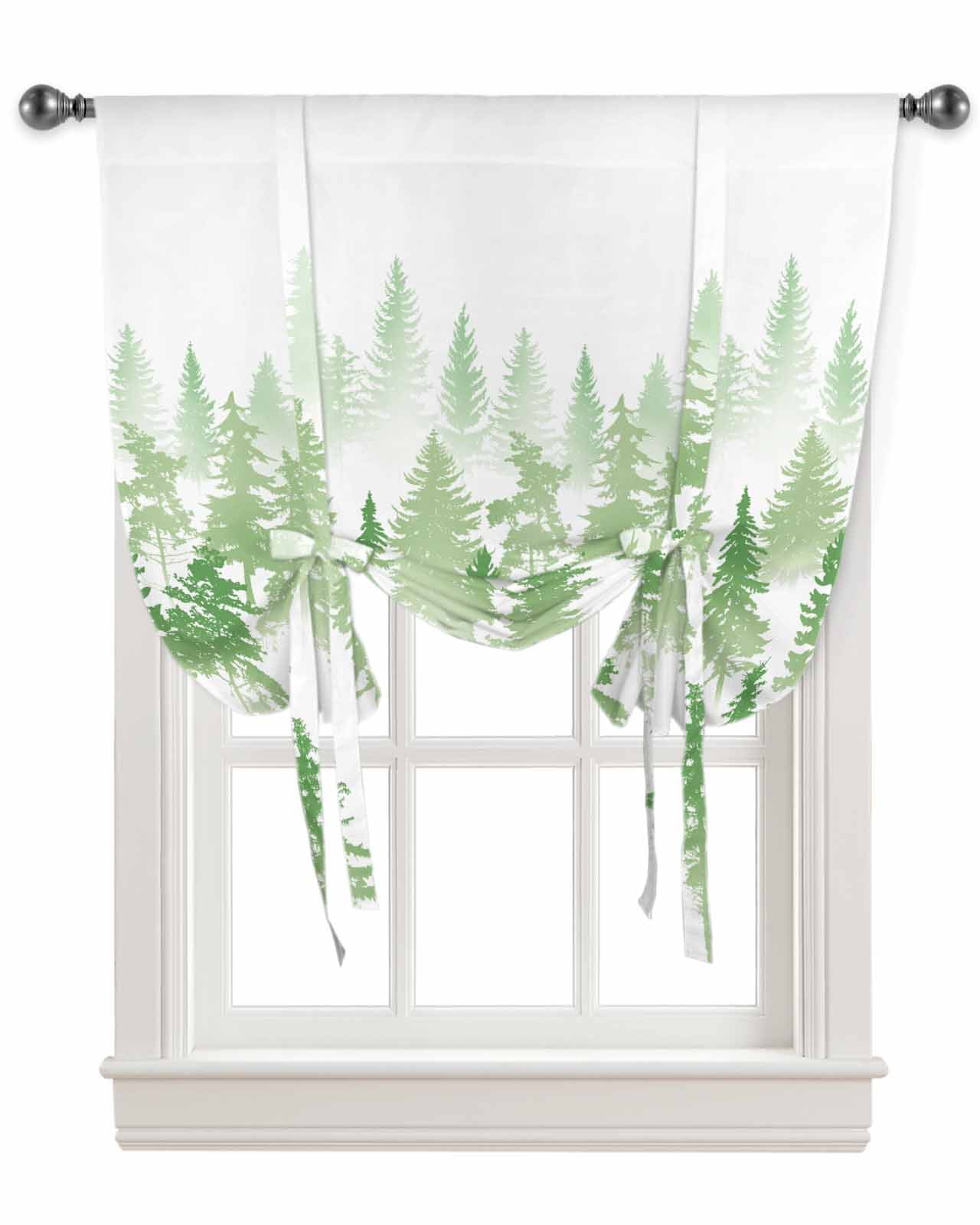 Green Forest Tie Up Curtains for Kitchen Bathroom Bedroom Windows 45 ...