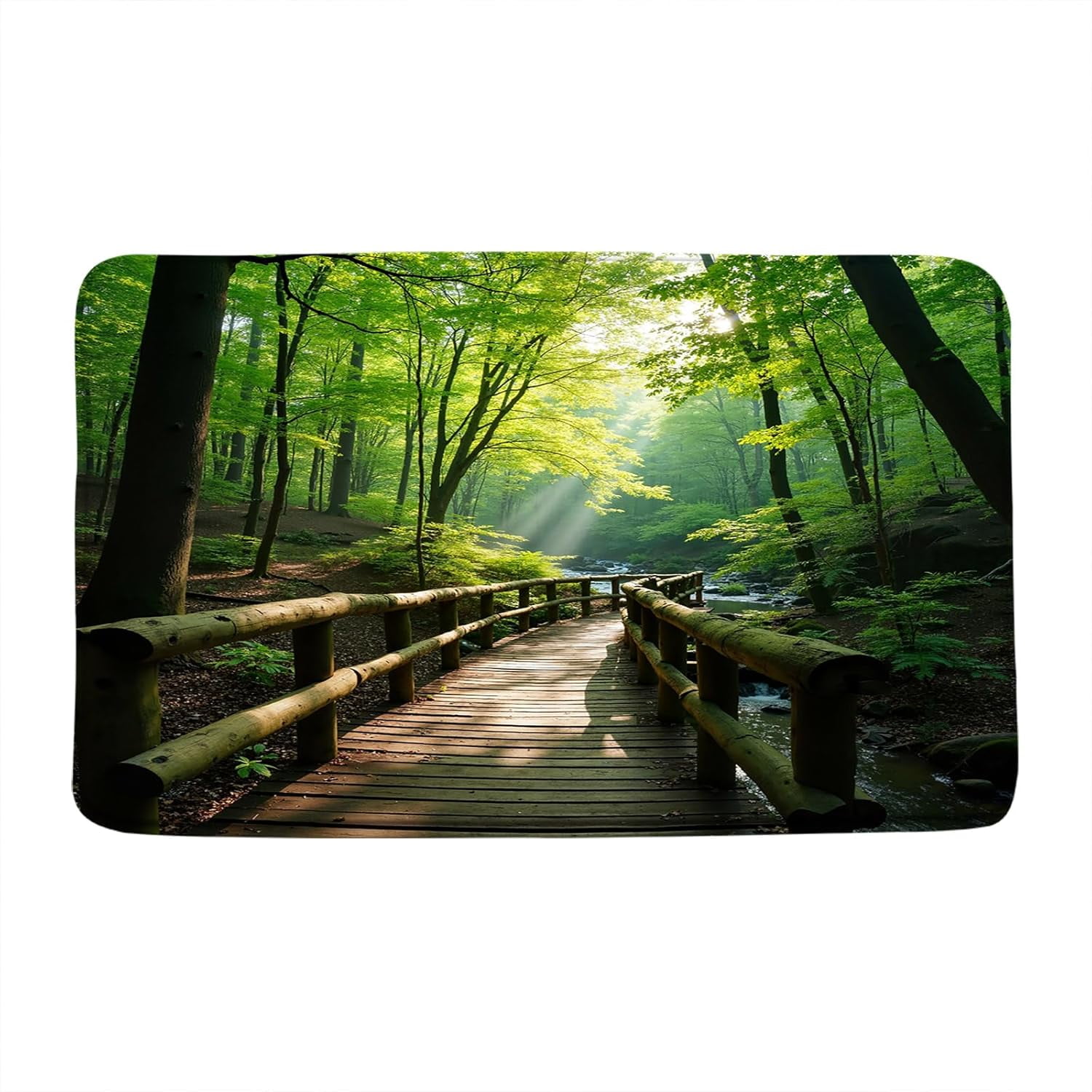 Green Forest Tree Bath Mat Spring Rainforest Jungle Sunshine Nature ...
