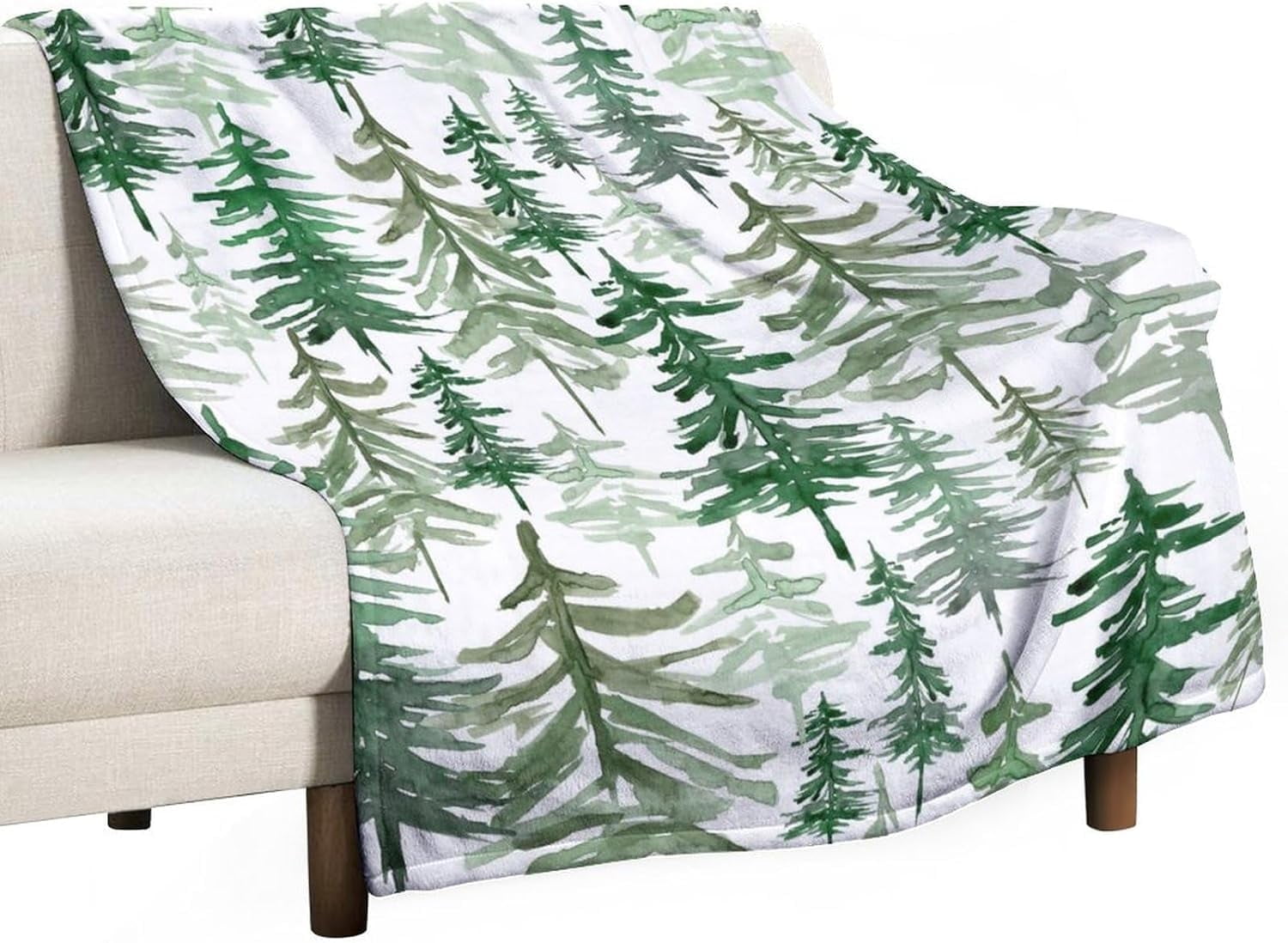Green Forest Tree Flannel Blankets, Pine Coniferou Trees Forest ...