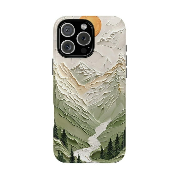 Green Forest Tree Mountain Oil Pastel Scenic Landscape Phone Case with ...