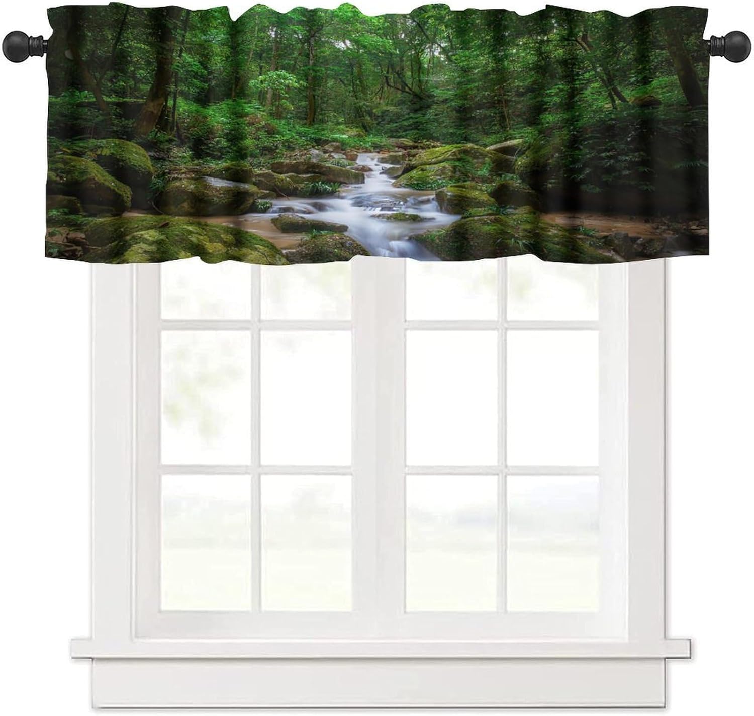 Green Forest Tree Valance Curtain Pine Coniferou Trees Forest ...