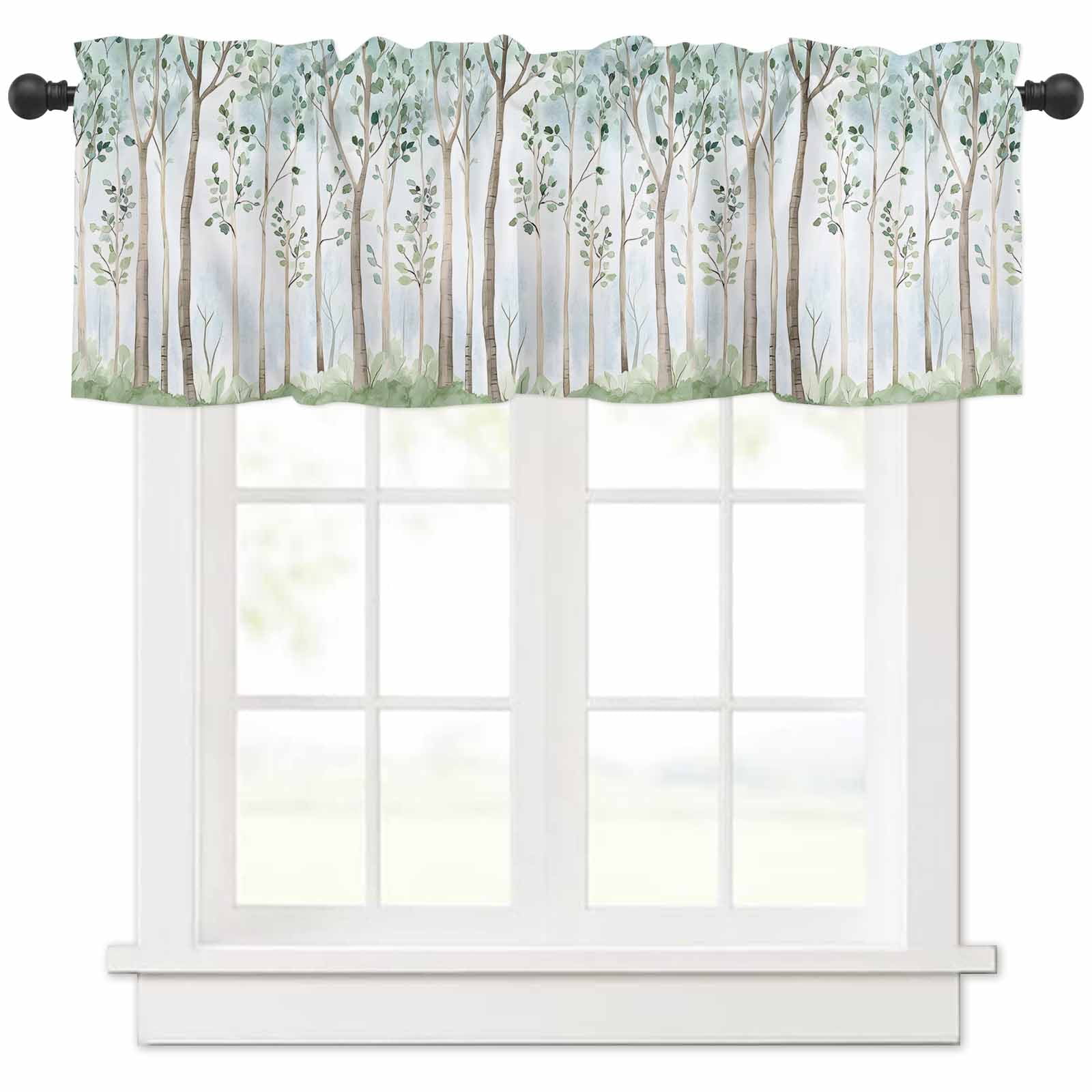 Green Forest Valances for Windows Farmhouse Kitchen Curtains Valances ...