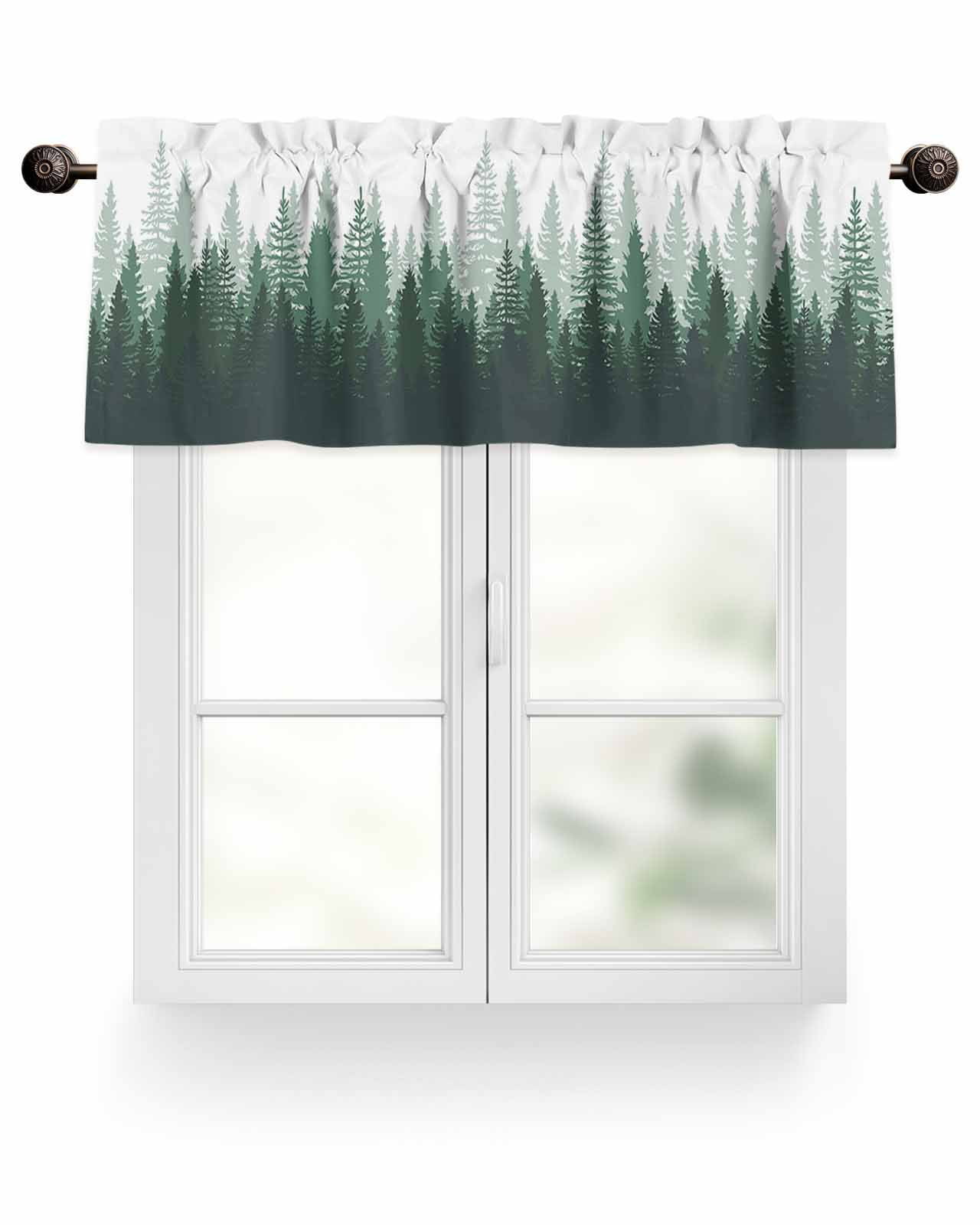 Green Forest Valances for Windows Nature Woodland Tree Misty Forest ...