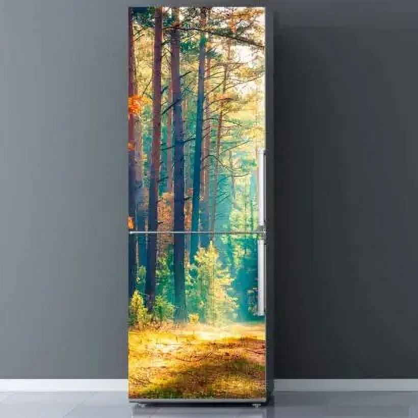 Green Forest Woods Fridge Mural Sticker Waterproof Self Adhesive ...