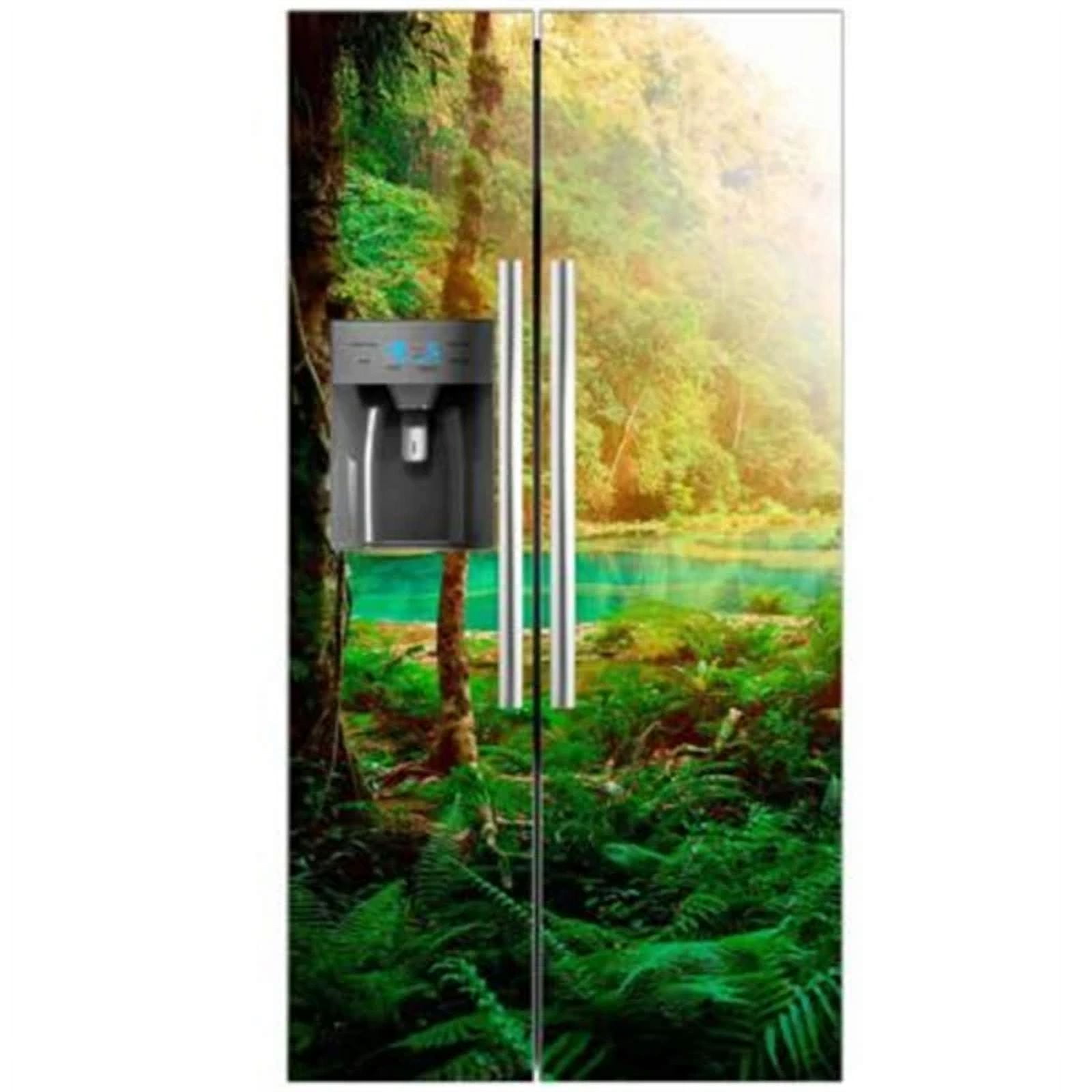 Green Forest Woods Fridge Mural Sticker Waterproof Self Adhesive ...