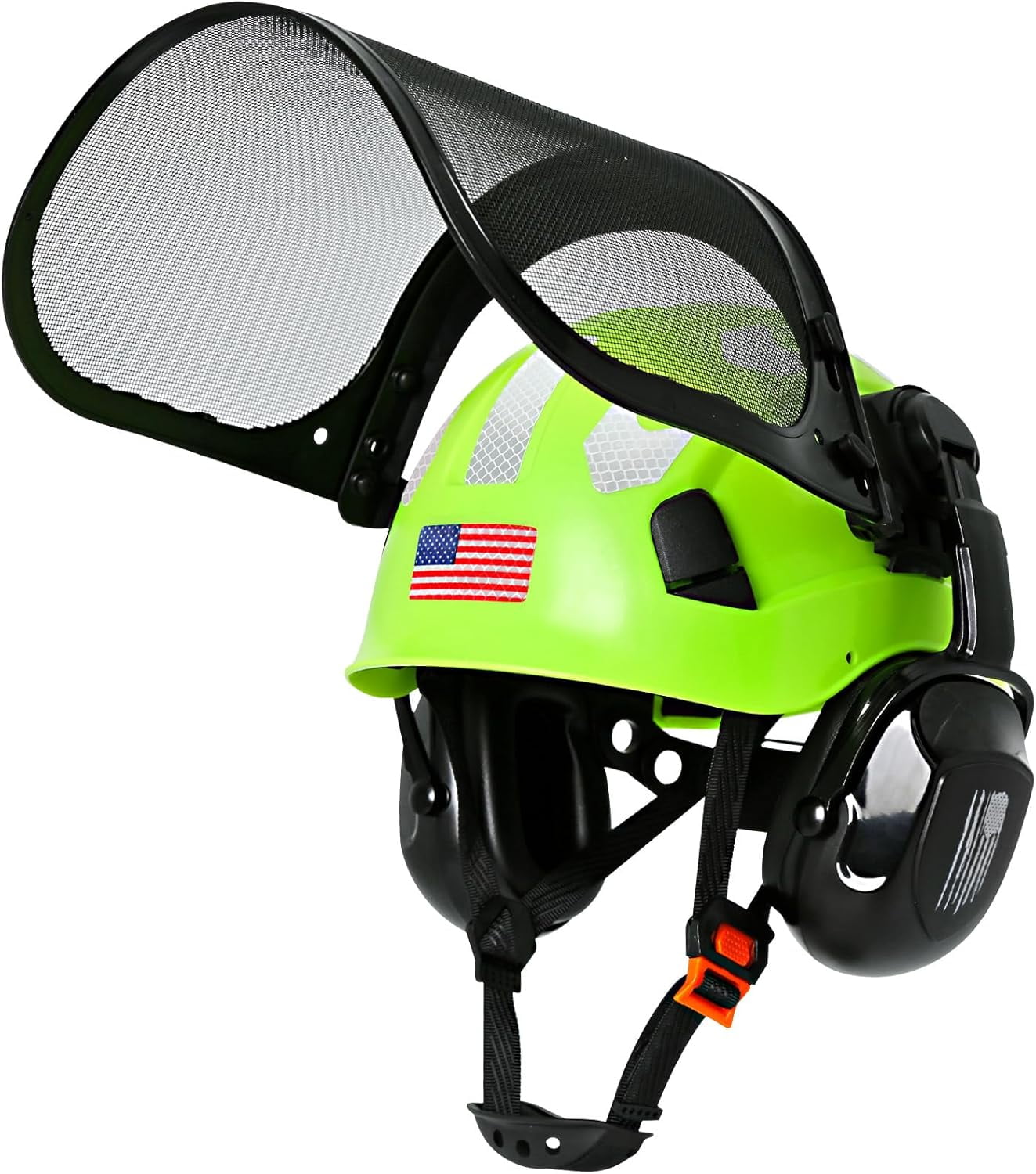 Green Forestry Helmet with Face Shield and Ear Muffs - Chainsaw Helmet ...