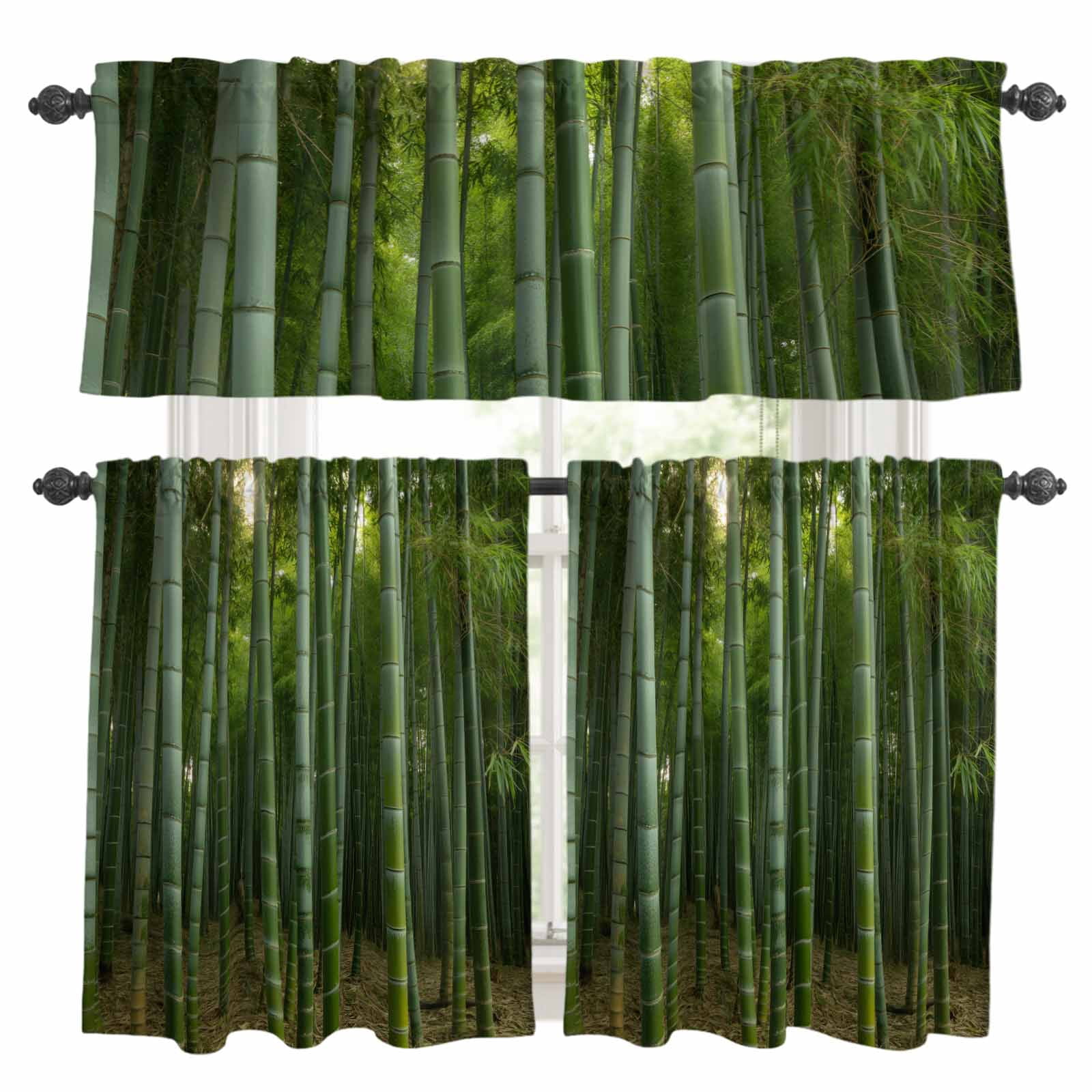 Green Forests Curtain Valances Set Nature Landscapes Lush Plant Spring ...