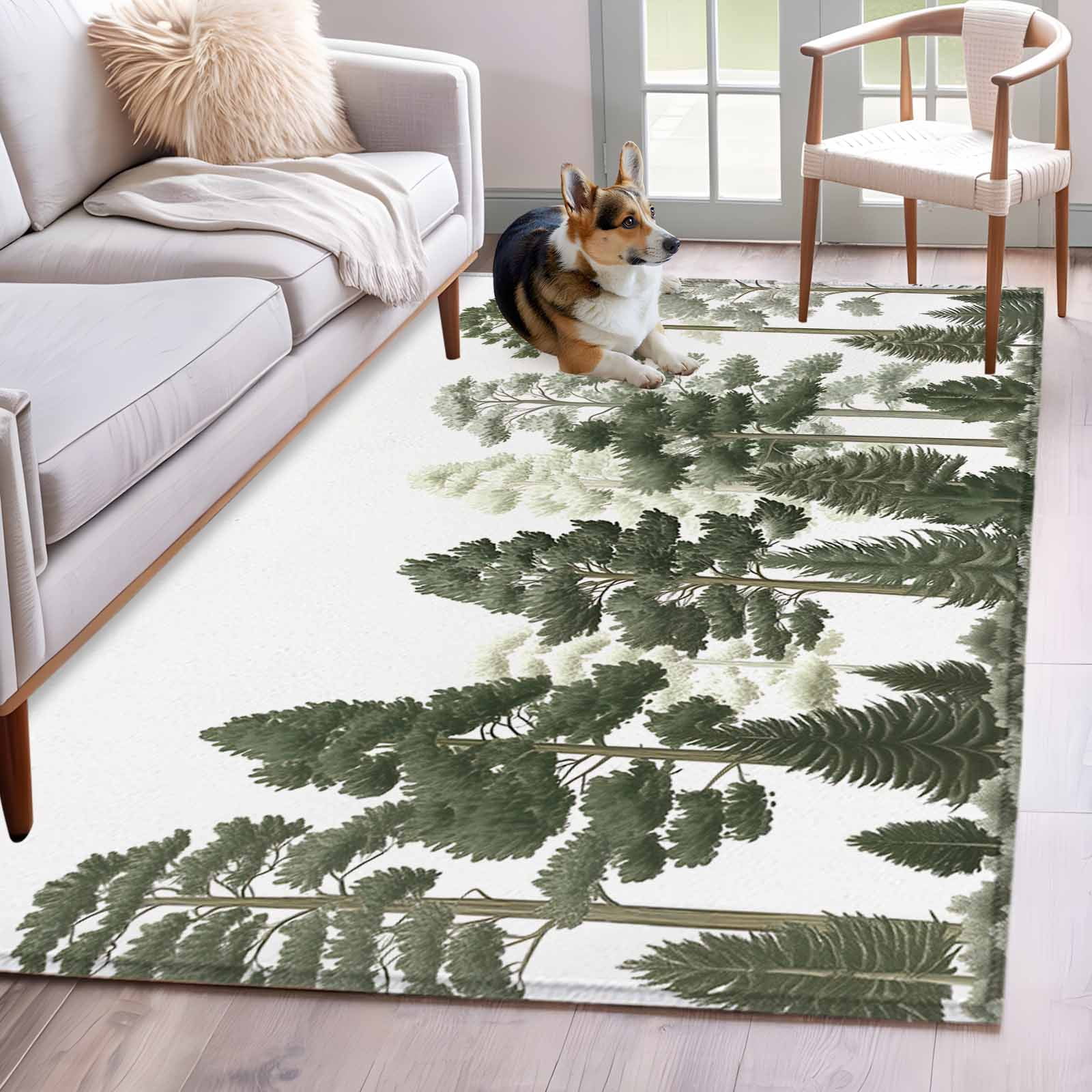 Green Forests Tree Area Rug 3x5 FT, Non Slip Entryway Bedside Carpet ...