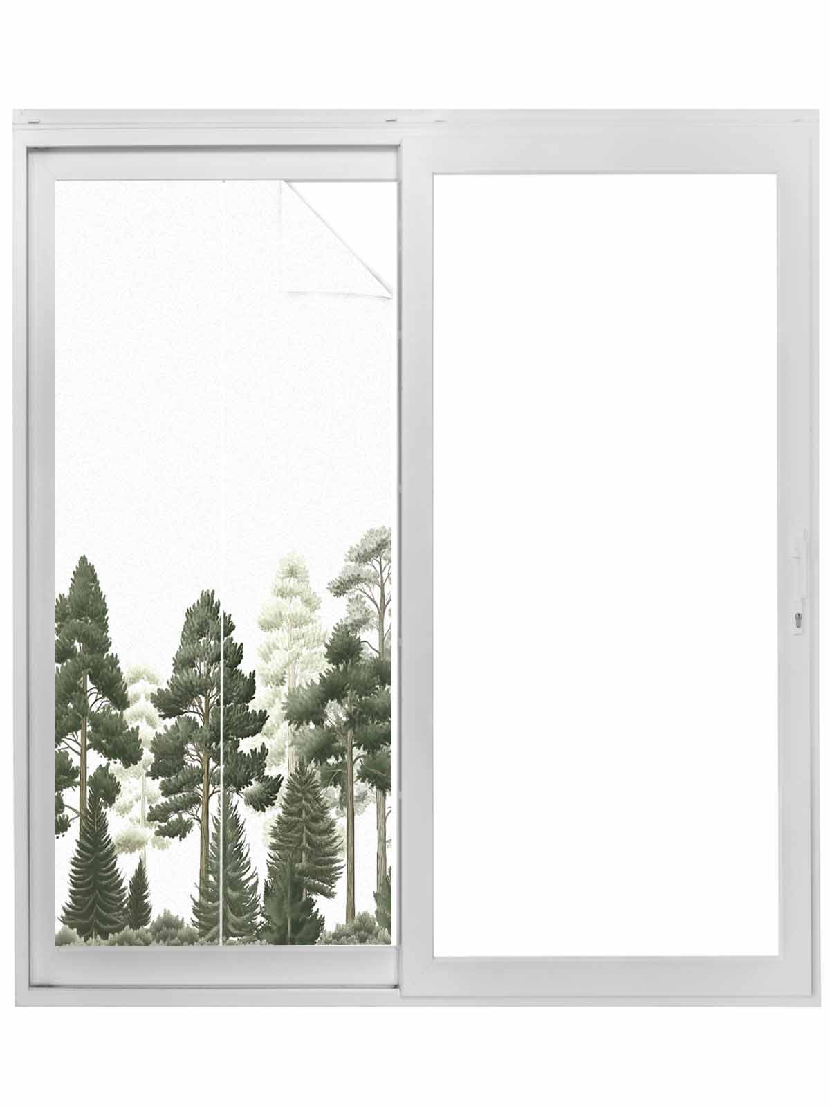 Green Forests Tree Window Privacy Film Stained Glass Window Film ...