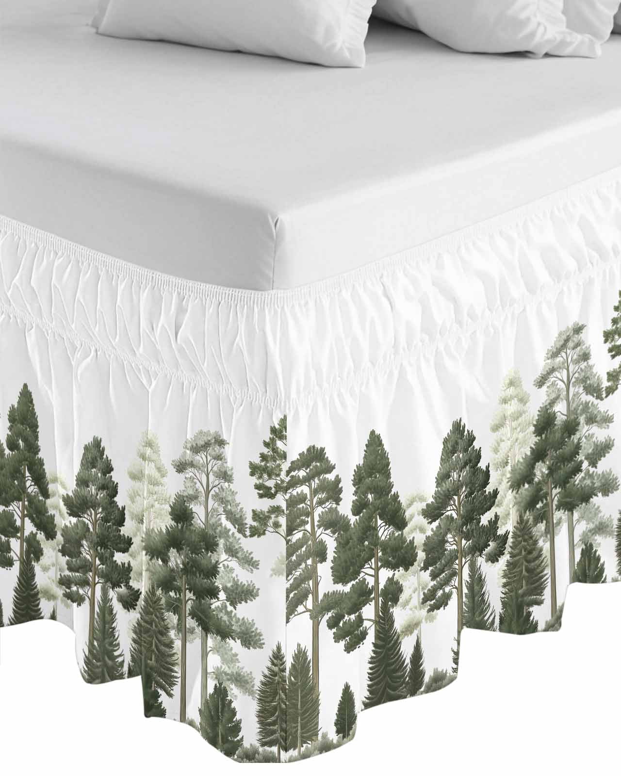 Green Forests Tree Wrap Around Bed Skirts for California King Bed 16 ...
