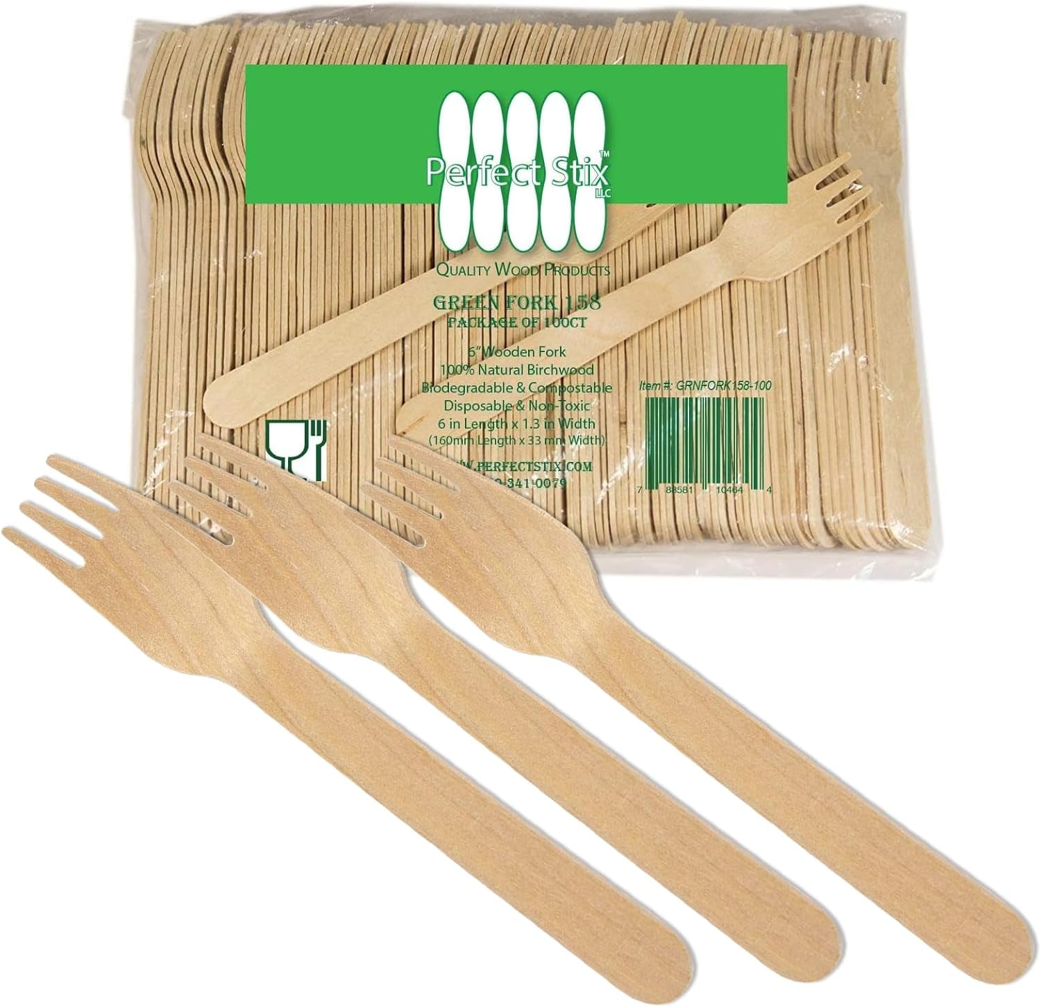 Green Fork 158-250ct Disposable Wooden Forks (Pack of 250), Plain Forks ...