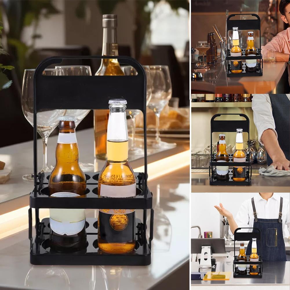 Green Four-Bottle Plastic Folding Wine Rack Beer Basket Portable ...