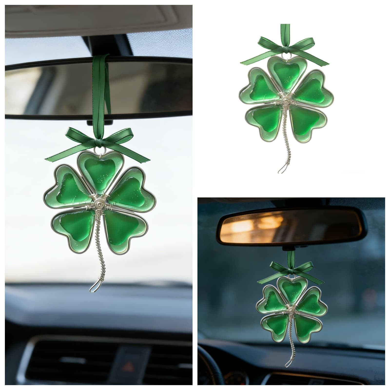 Green Four Leaf Hanging Ornament For Home Fortune Charm Decorative Wall ...