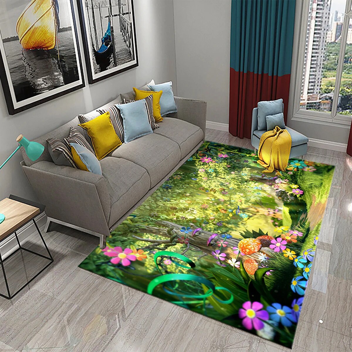 Green Fresh Garden Carpet Color Flower Door Mat Bathroom Anti-slip Mat ...