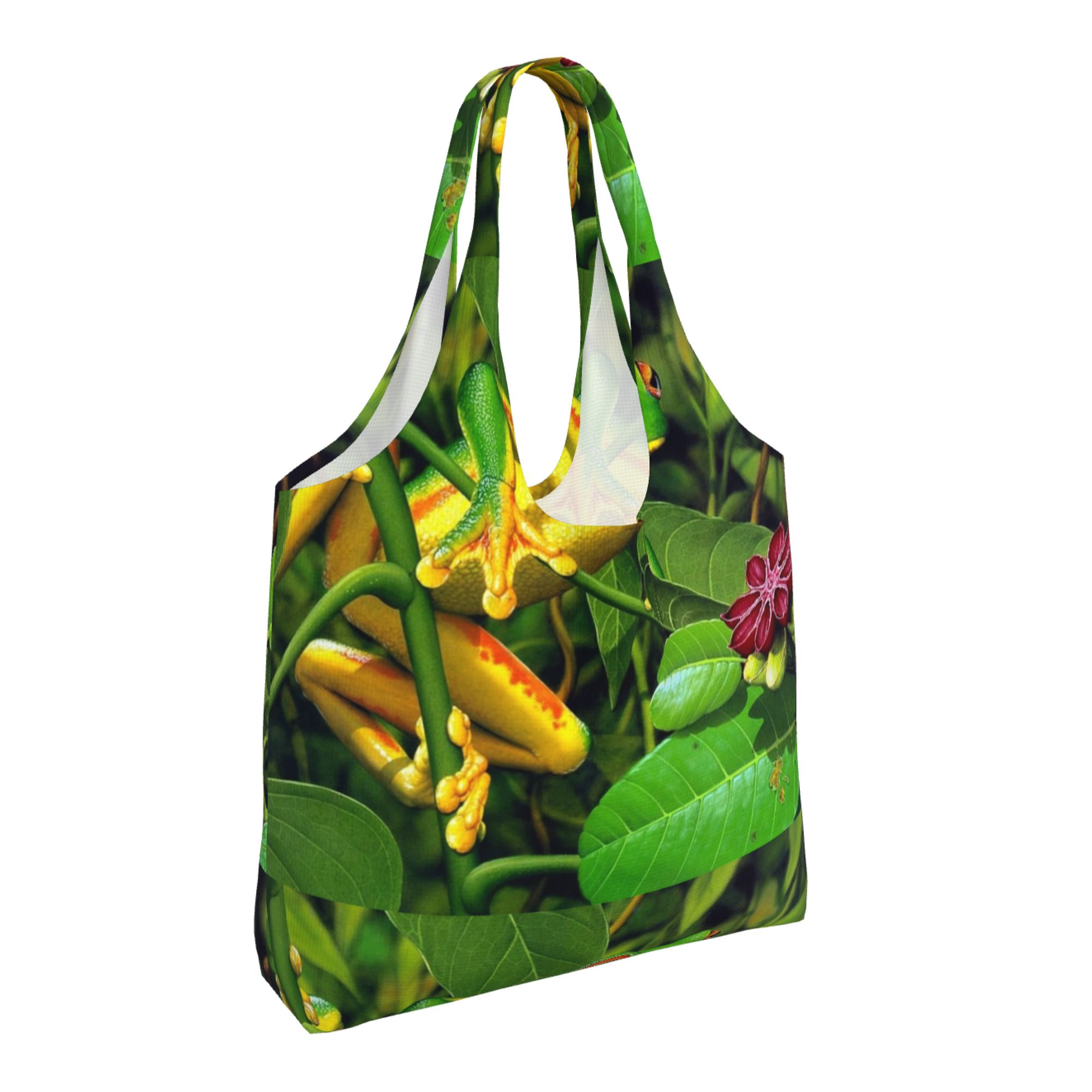Green Frog Canvas Tote Pocket For Women,Totes Bag With Pattern For ...