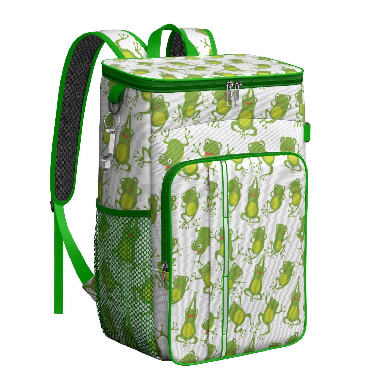 Green Frog Cartoon Design Backpack Cooler, Leakproof Insulated Cooler ...