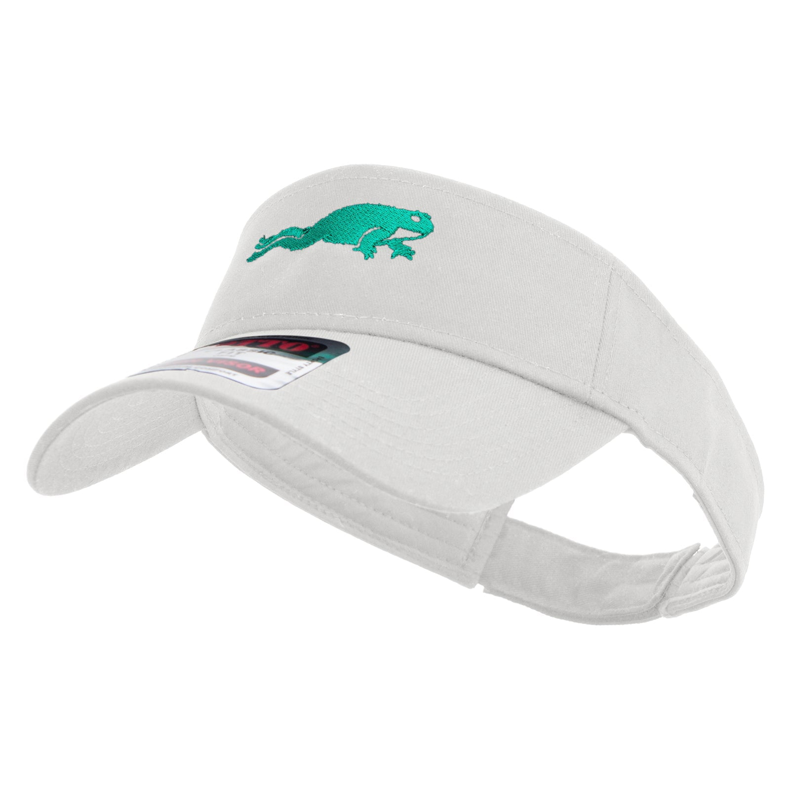 Green Frog Embroidered Cotton Twill Sun Visor - White OSFM - Walmart.com