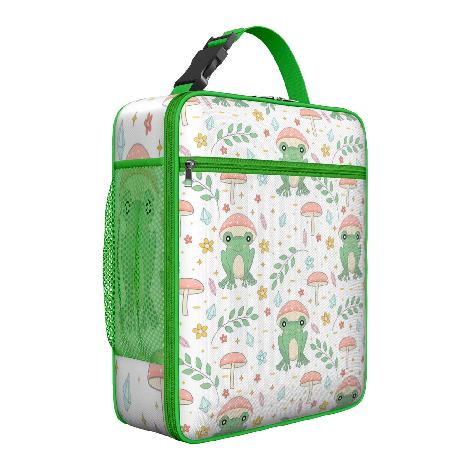 Green Frog Lunch Box, Adorable Cartoon Frog with Flower and Plant Print ...