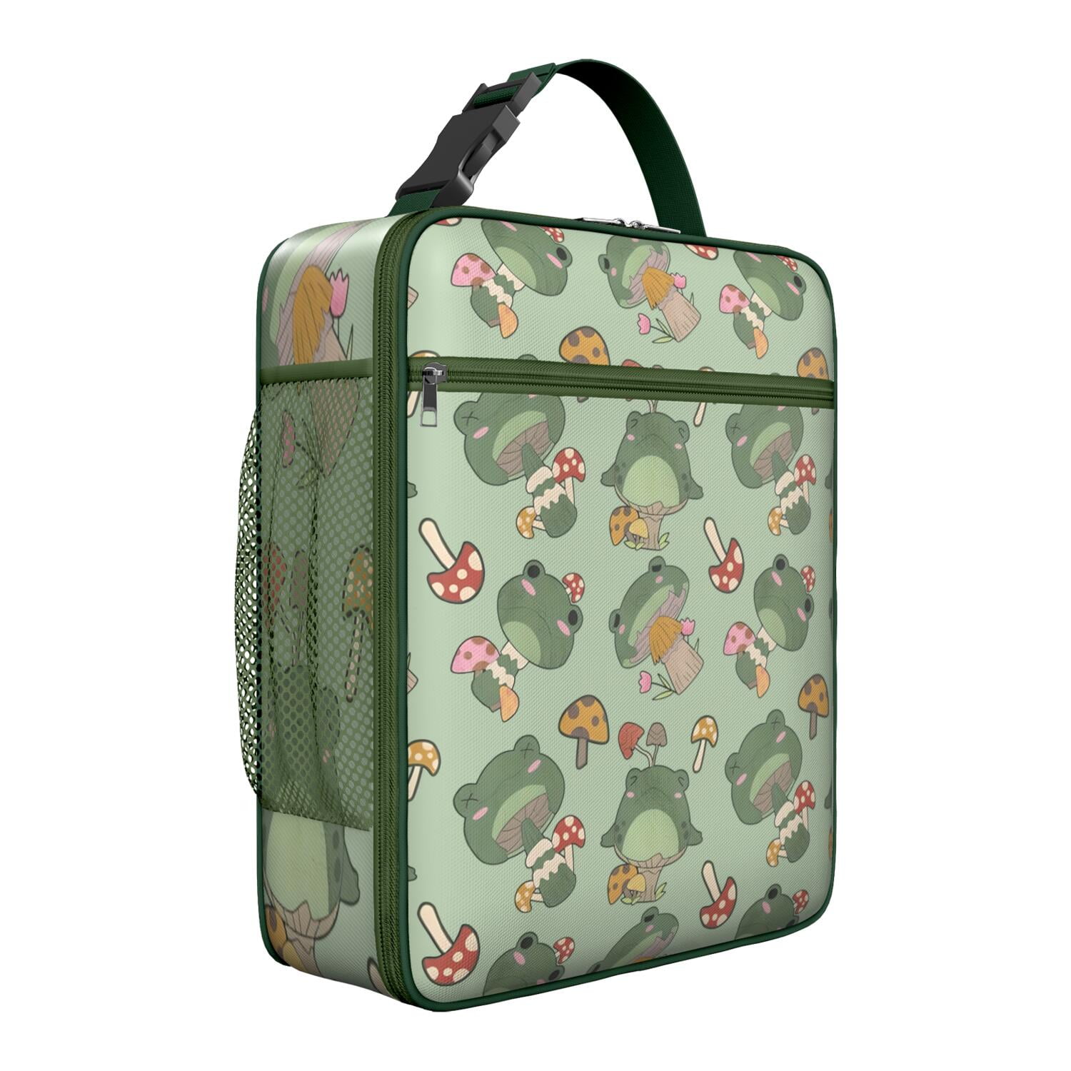Green Frog Lunch Box, Adorable Cartoon Frog with Flower and Plant Print ...