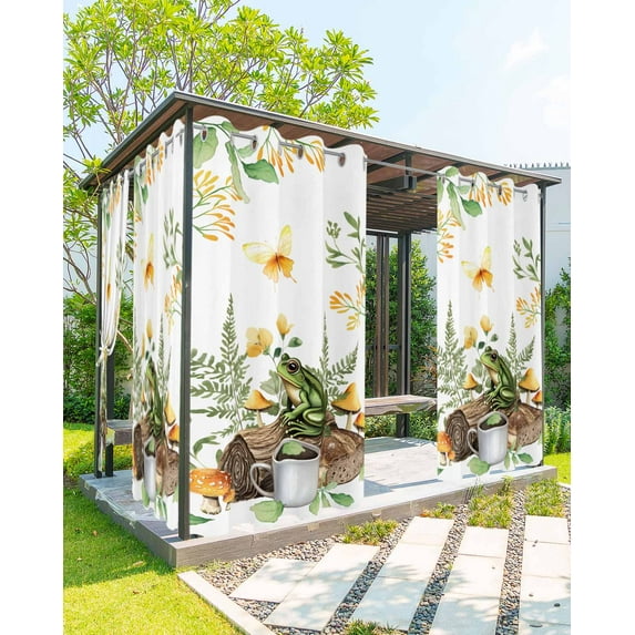 Green Frog Outdoor Curtains for Patio, Coffee Mushroom Butterfly ...