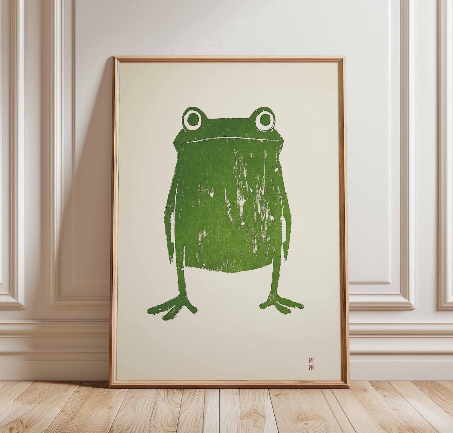 Green Frog Poster – Minimalist Animal Art, Retro Frog Illustration ...