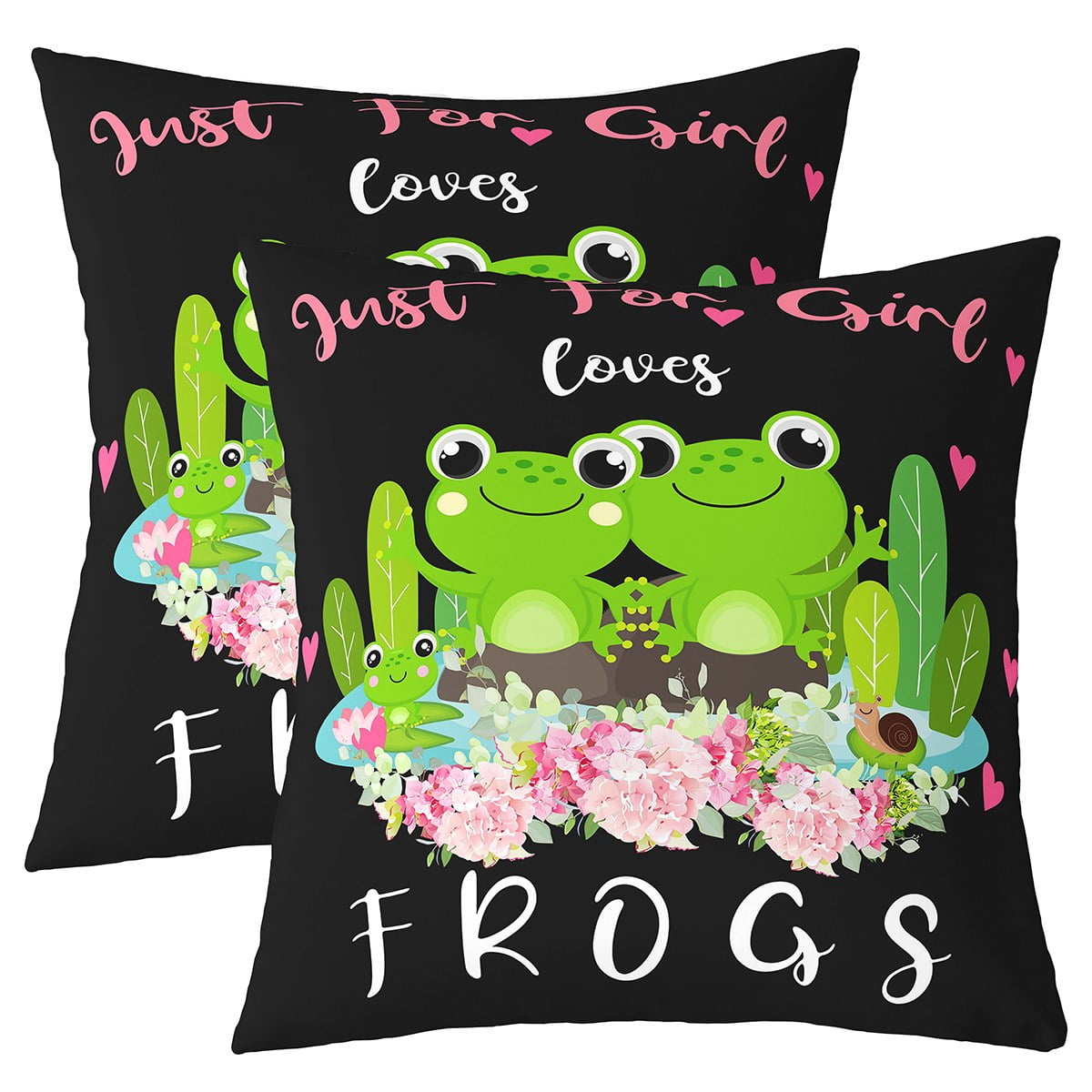 Green Frog Set of 2 Pillow Covers, Kawaii Tree Frog Throw Pillow Covers ...