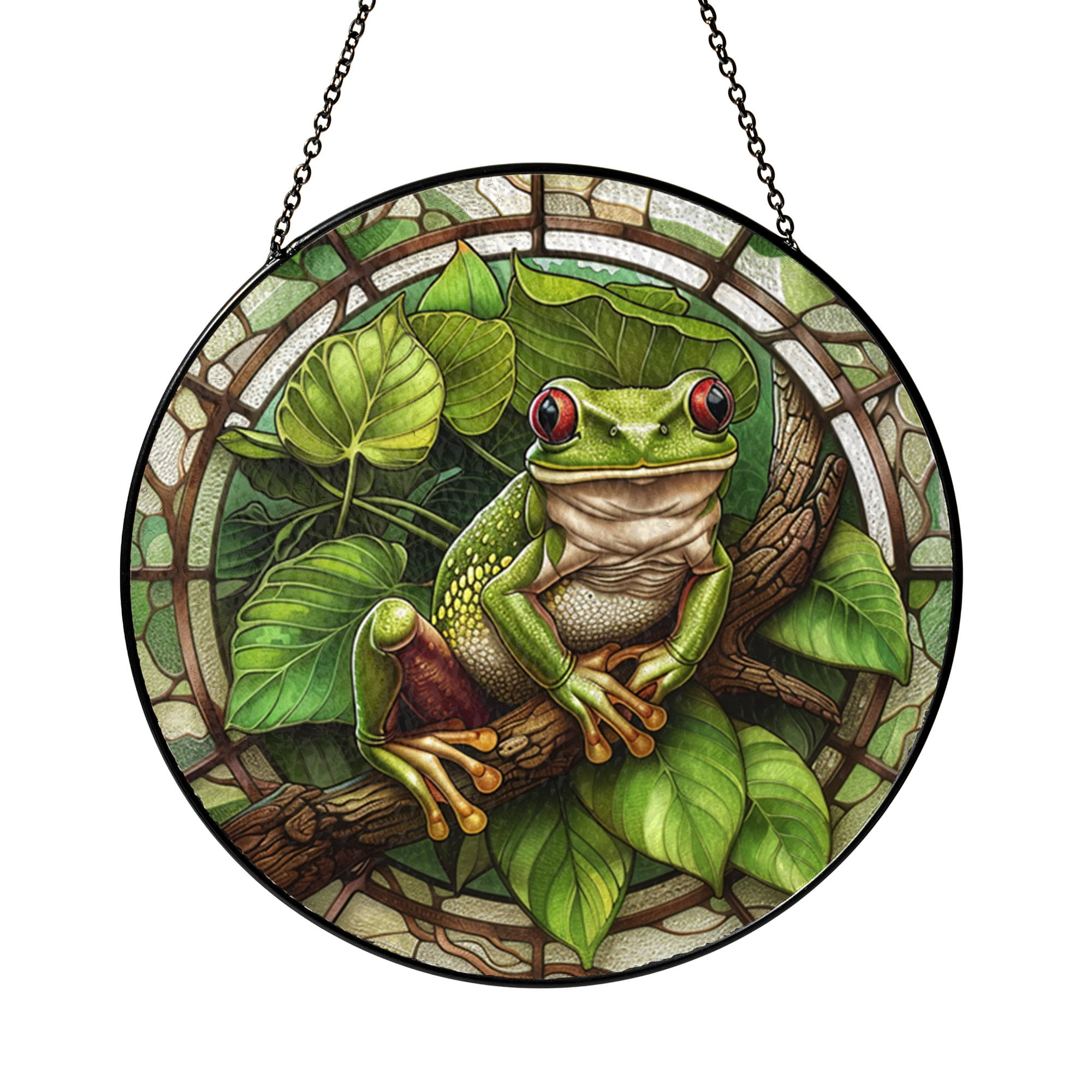 Green Frog Stained Glass Suncatcher – Nature Window Hanging Art ...
