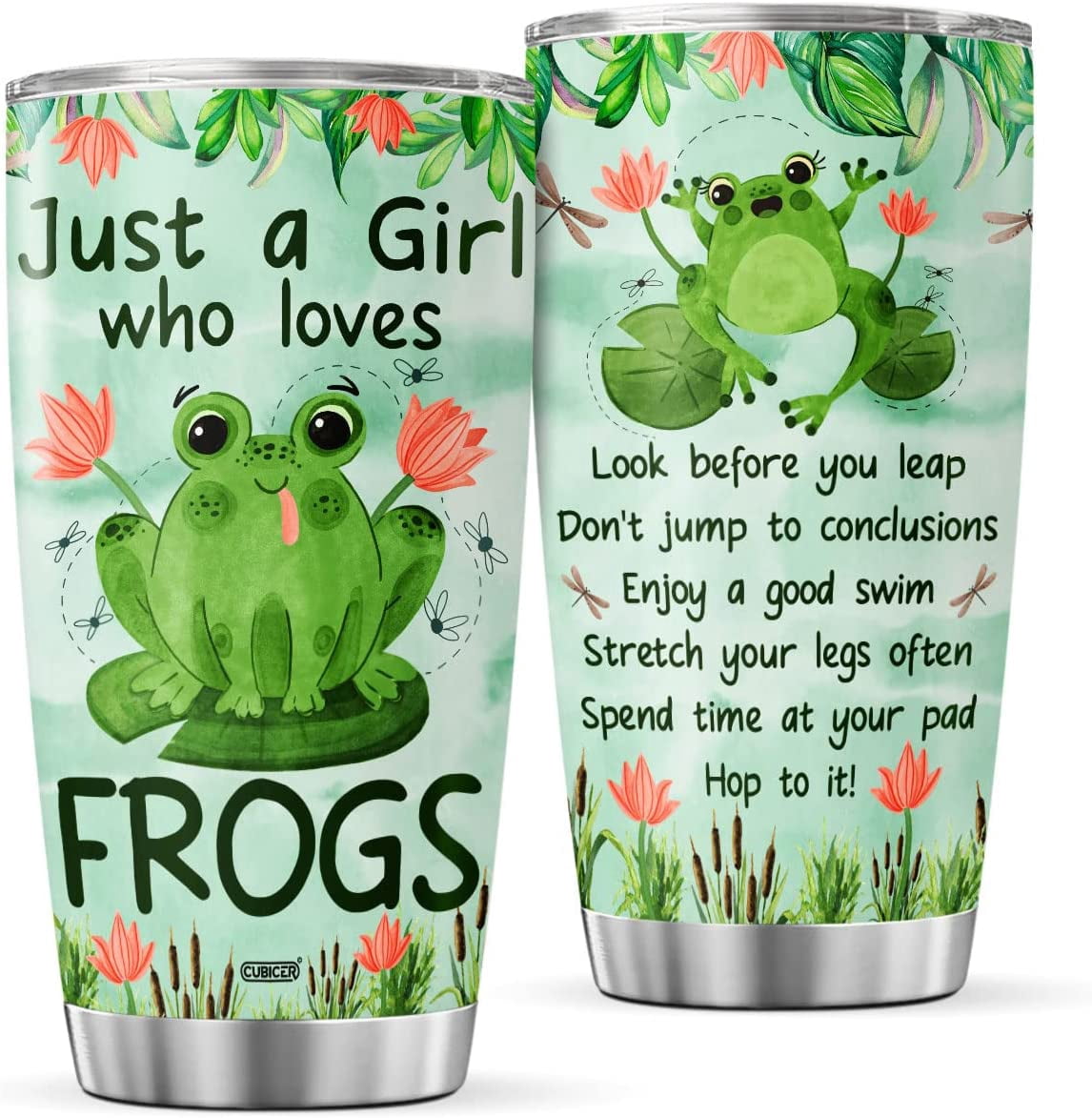 Green Frog Tumblers Coffee Women Stainless Steel Tumbler 20 Oz Cup Mug ...