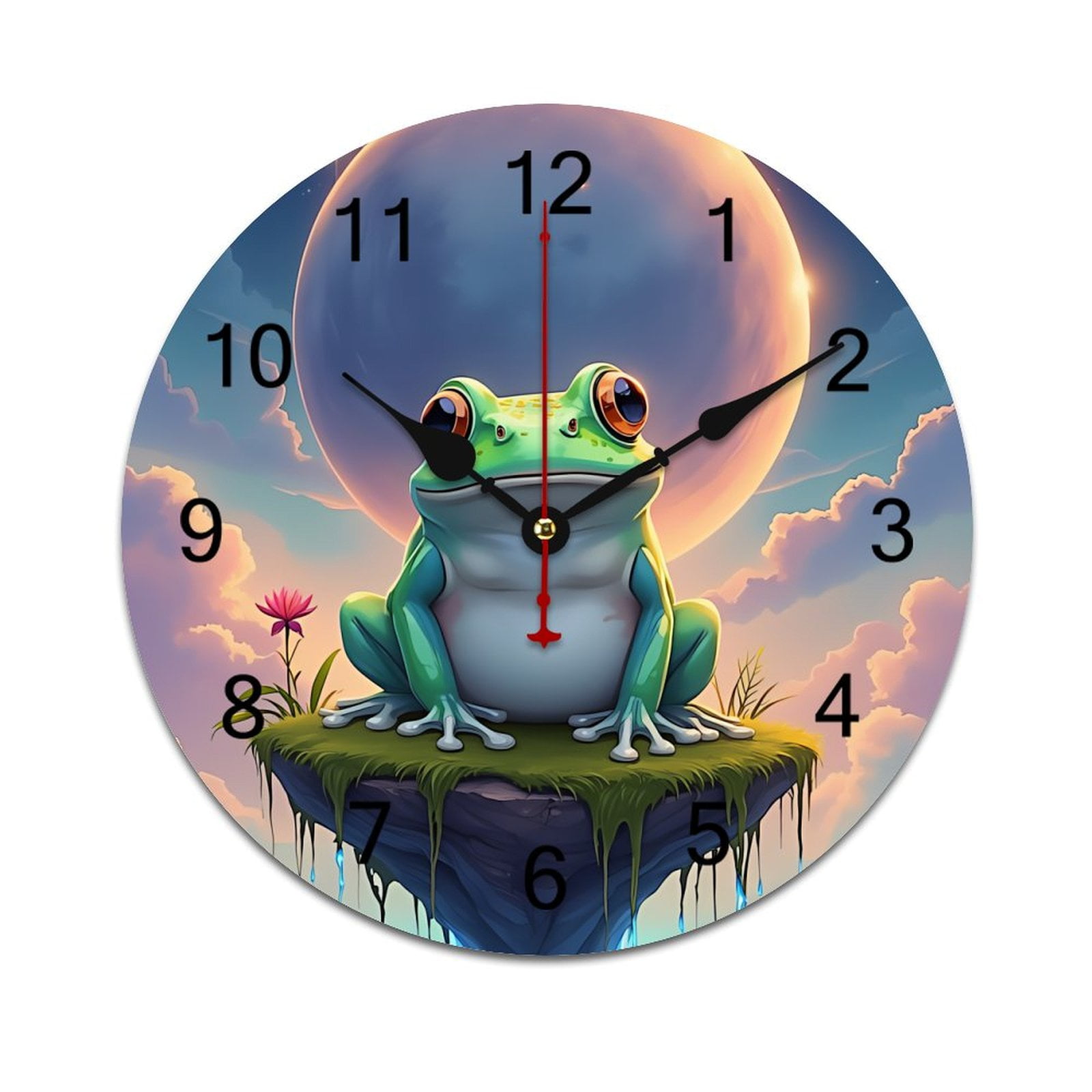 Green Frog Word Saying Big Wall Clock Home Decor Art Watch Living Room ...
