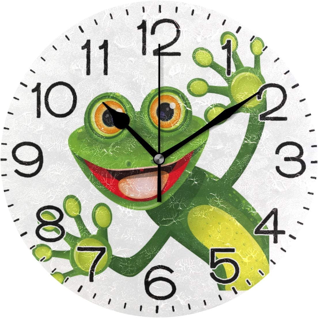 Green Frog with Greater Eye Wall Clock Battery Operated Non-Ticking ...