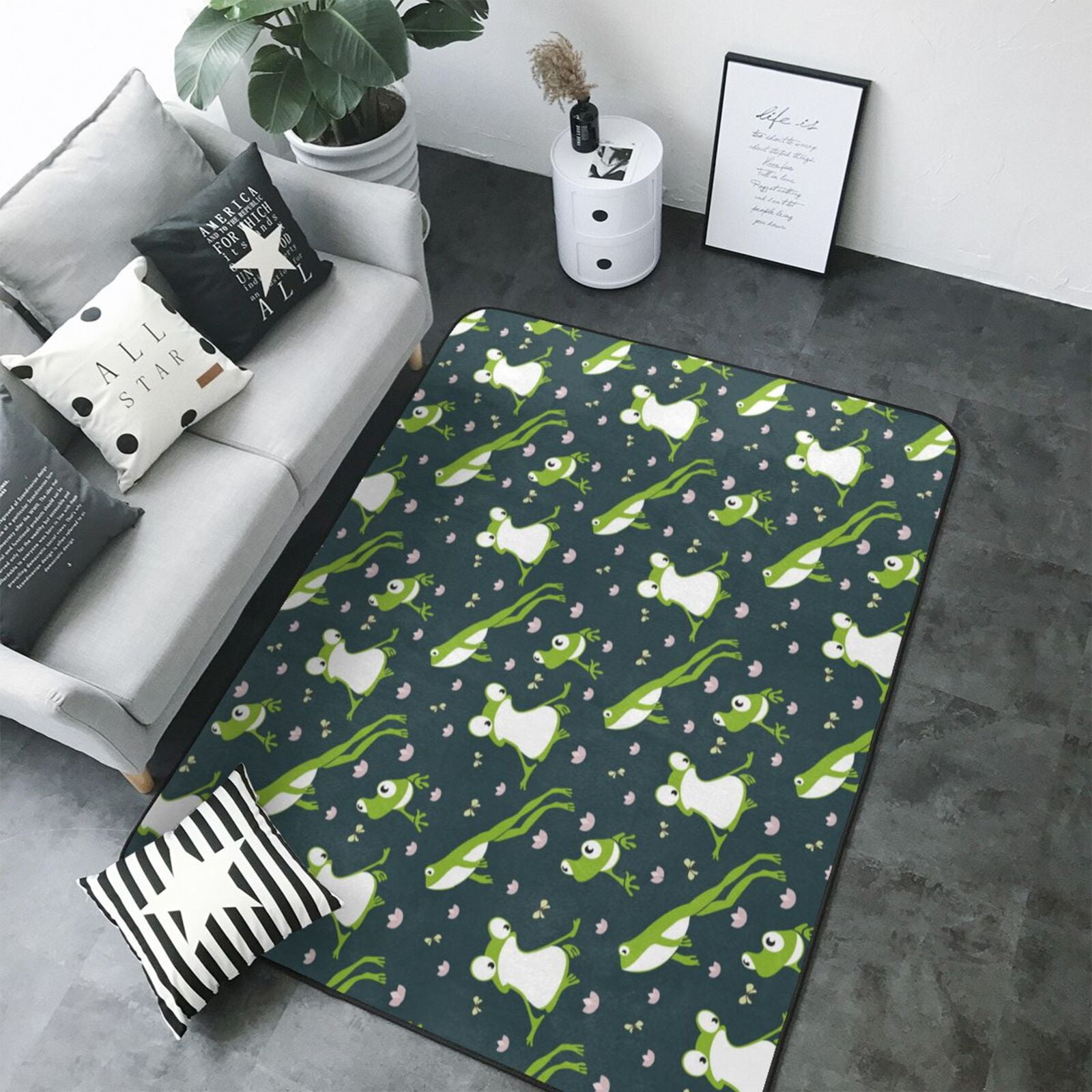 Green Frogs Area Rugs for Living Room Bedroom, 5x7 Soft Throw Washable ...