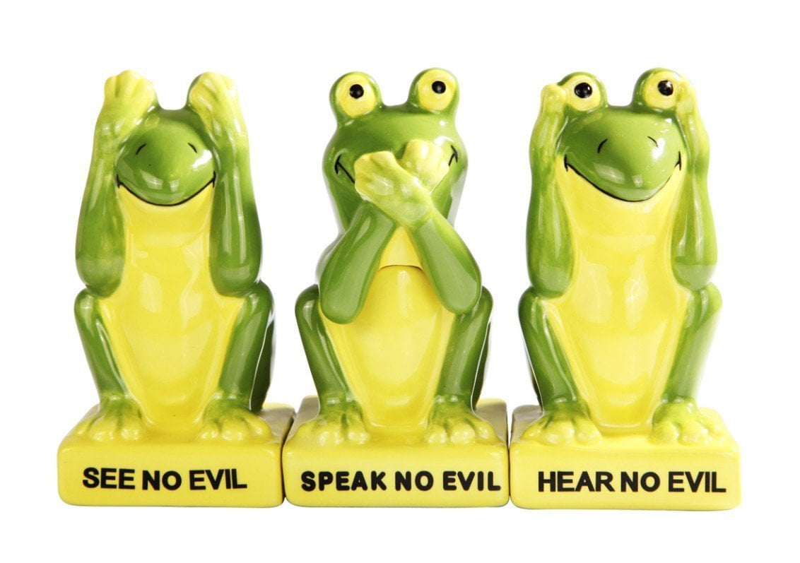Pacific Trading Green Frogs Froggy See Hear Speak no Evil Ceramic Salt ...