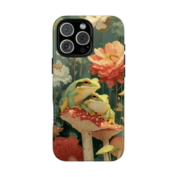 Green Frogs Mushroom Wildflower Vintage Forest Art Phone Case with ...