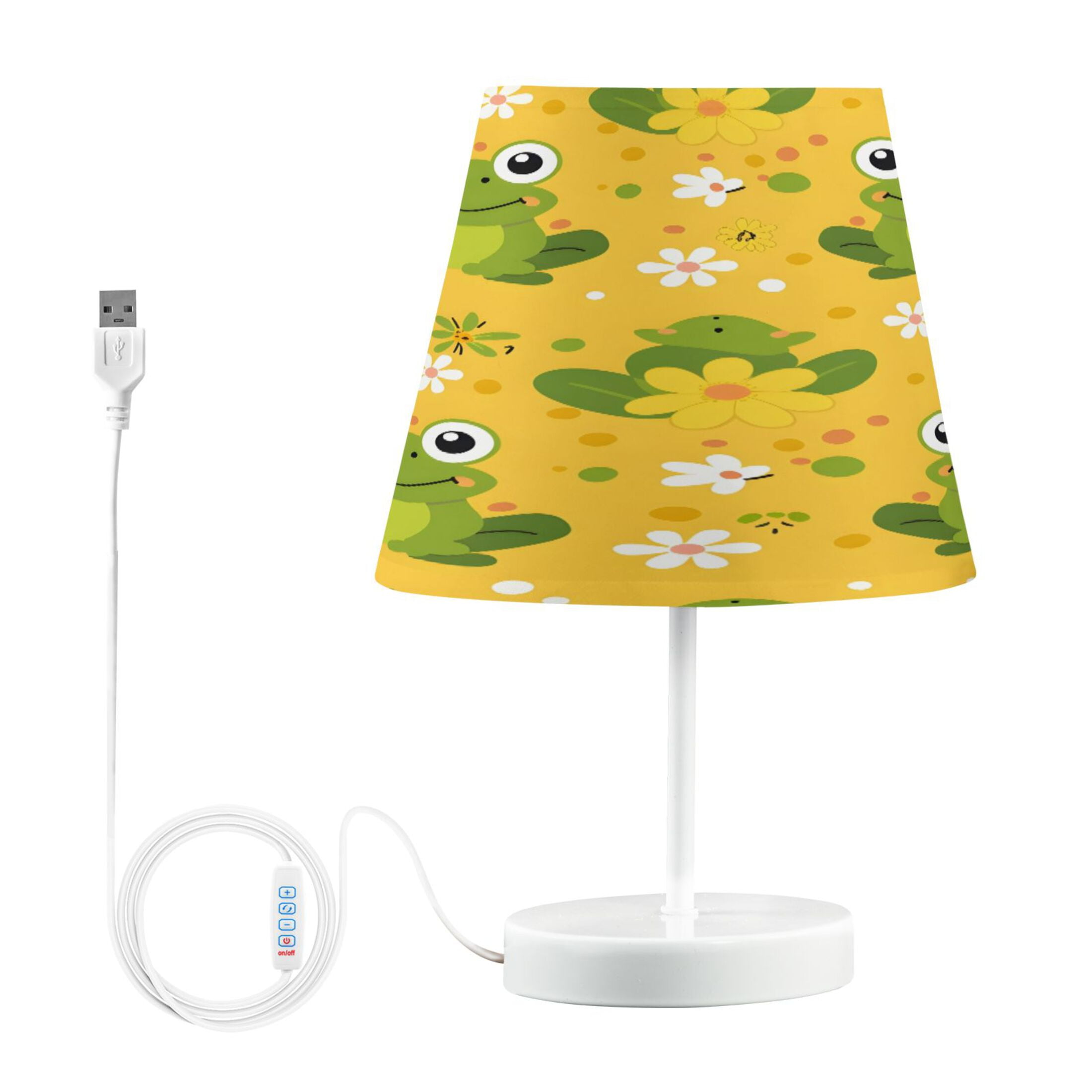 Green Frogs and Flowers Desk Lamp LED Table Nightstand Lamps with 3 ...
