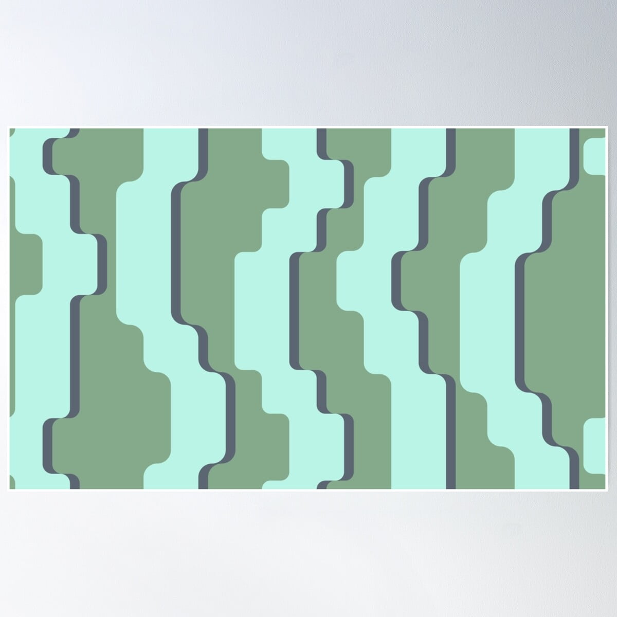 Green Funky Line Pattern Poster Wall Art, Modern Wall Decor For Living ...