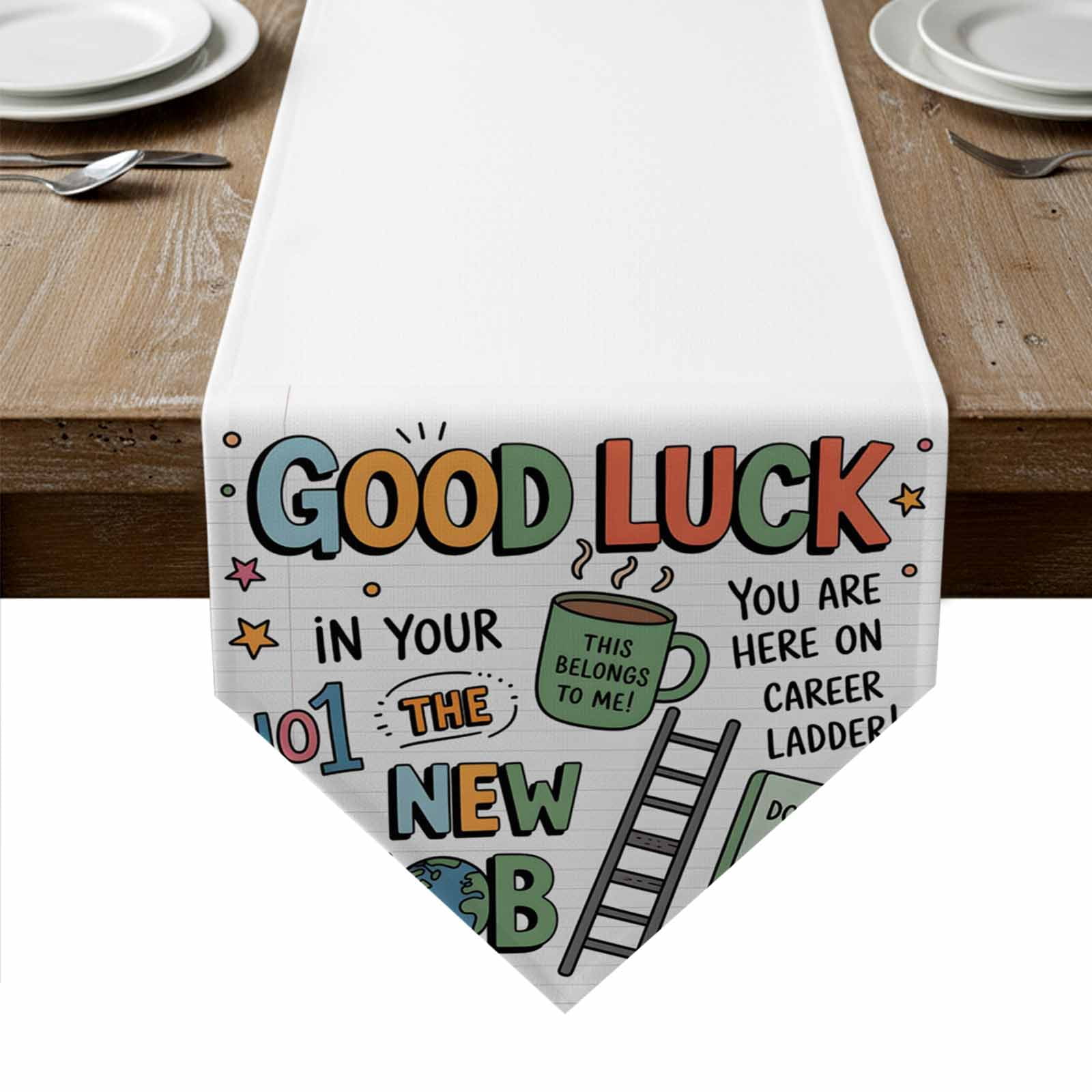 Green Funny Words Table Runner Linen Burlap Table Runner 108 Inches ...